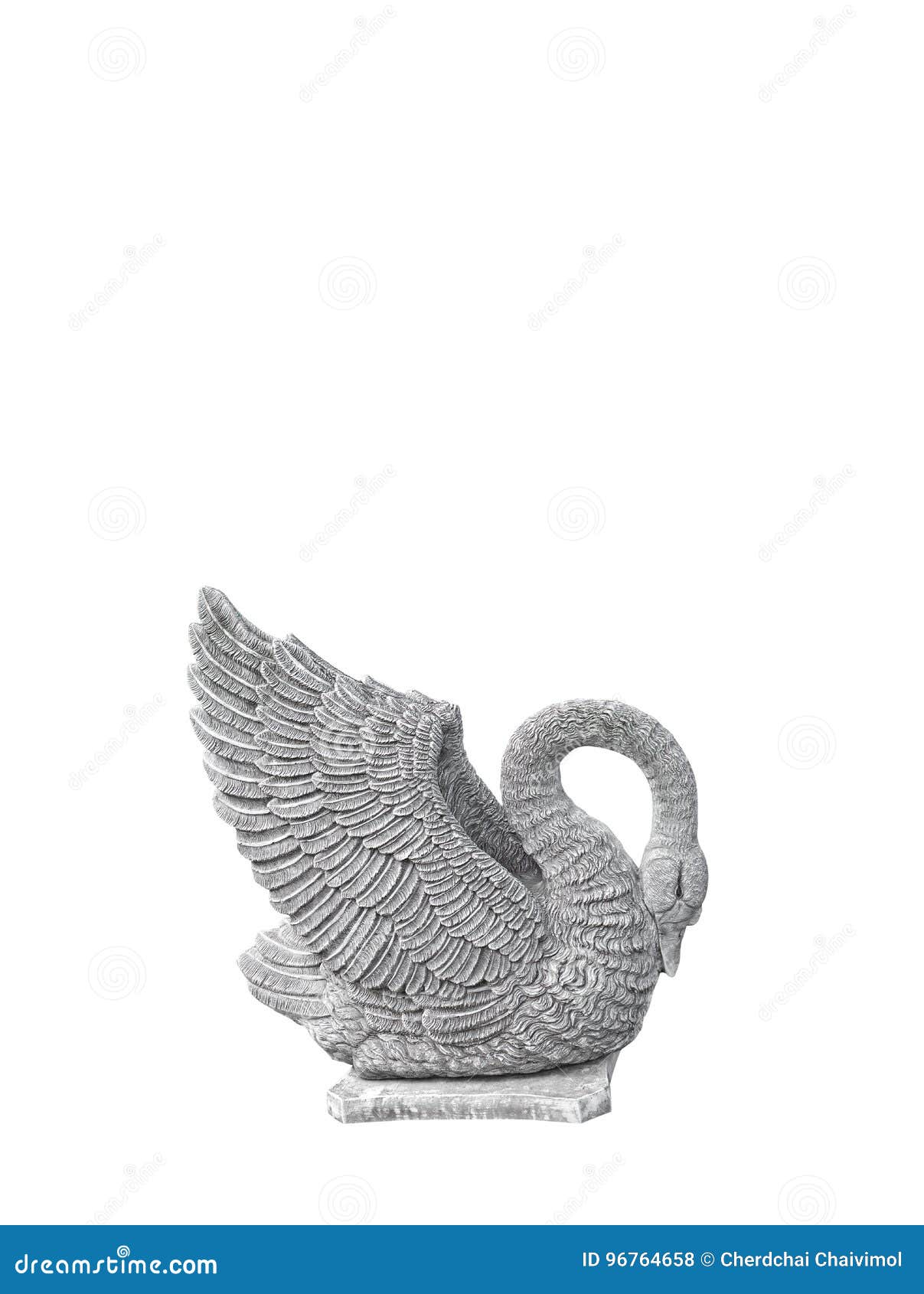 Stone Swan Statue on White Background, Clipping Path Stock Photo ...