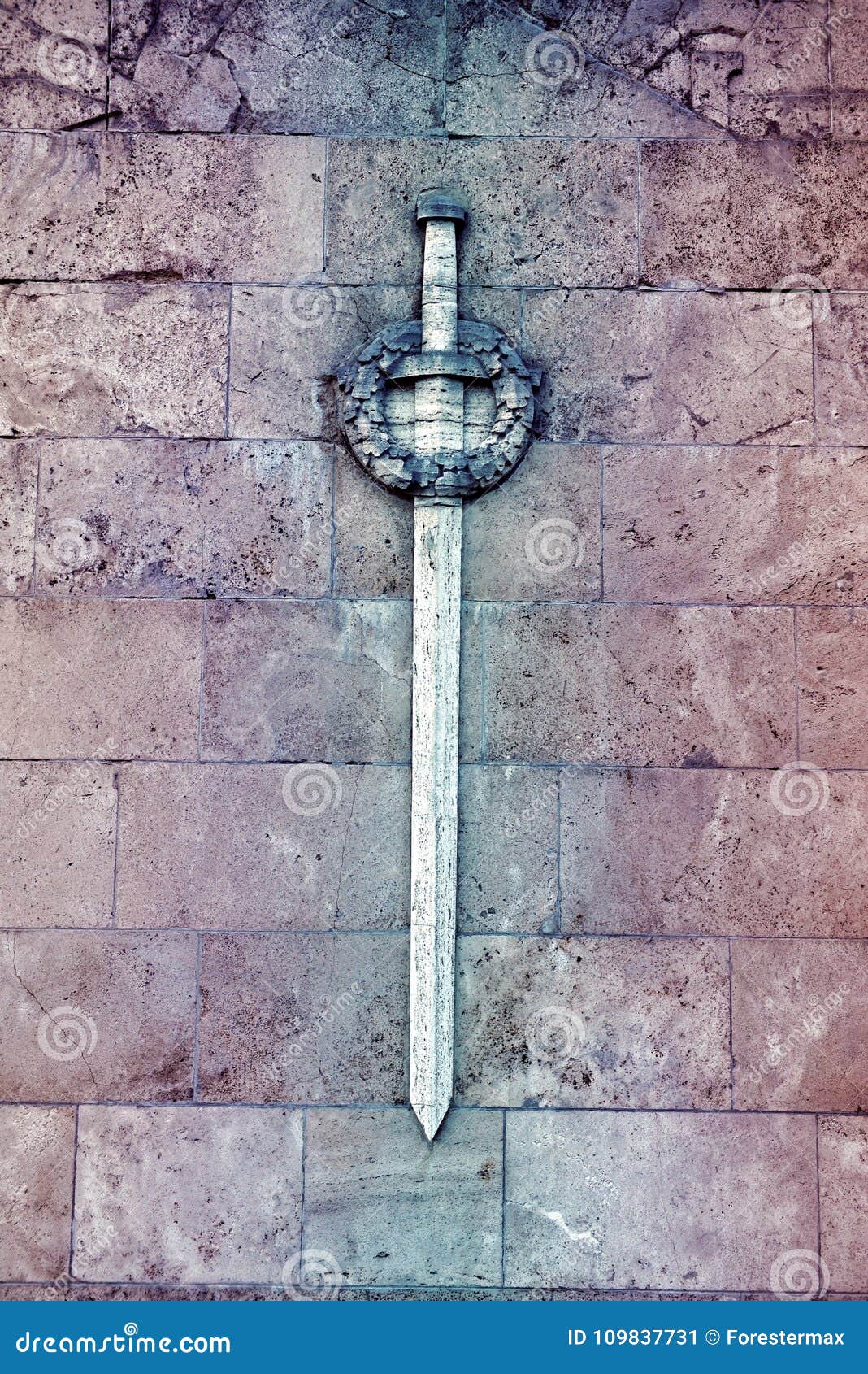 Stone Sword Emblem of Justice Stock Image - Image of protection ...