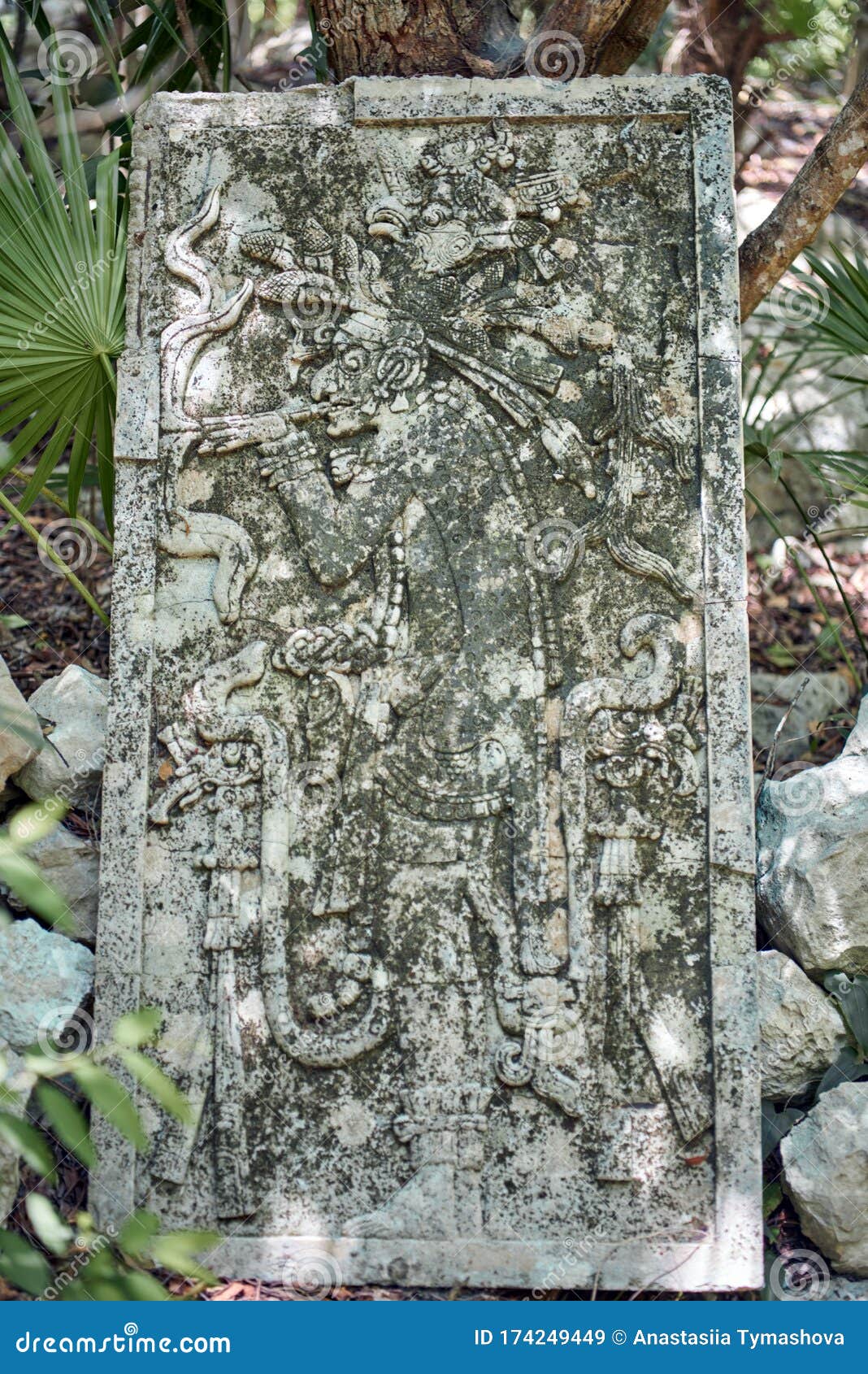 Stone Table with Drawings of Ancient Maya Indians Stock Image - Image ...