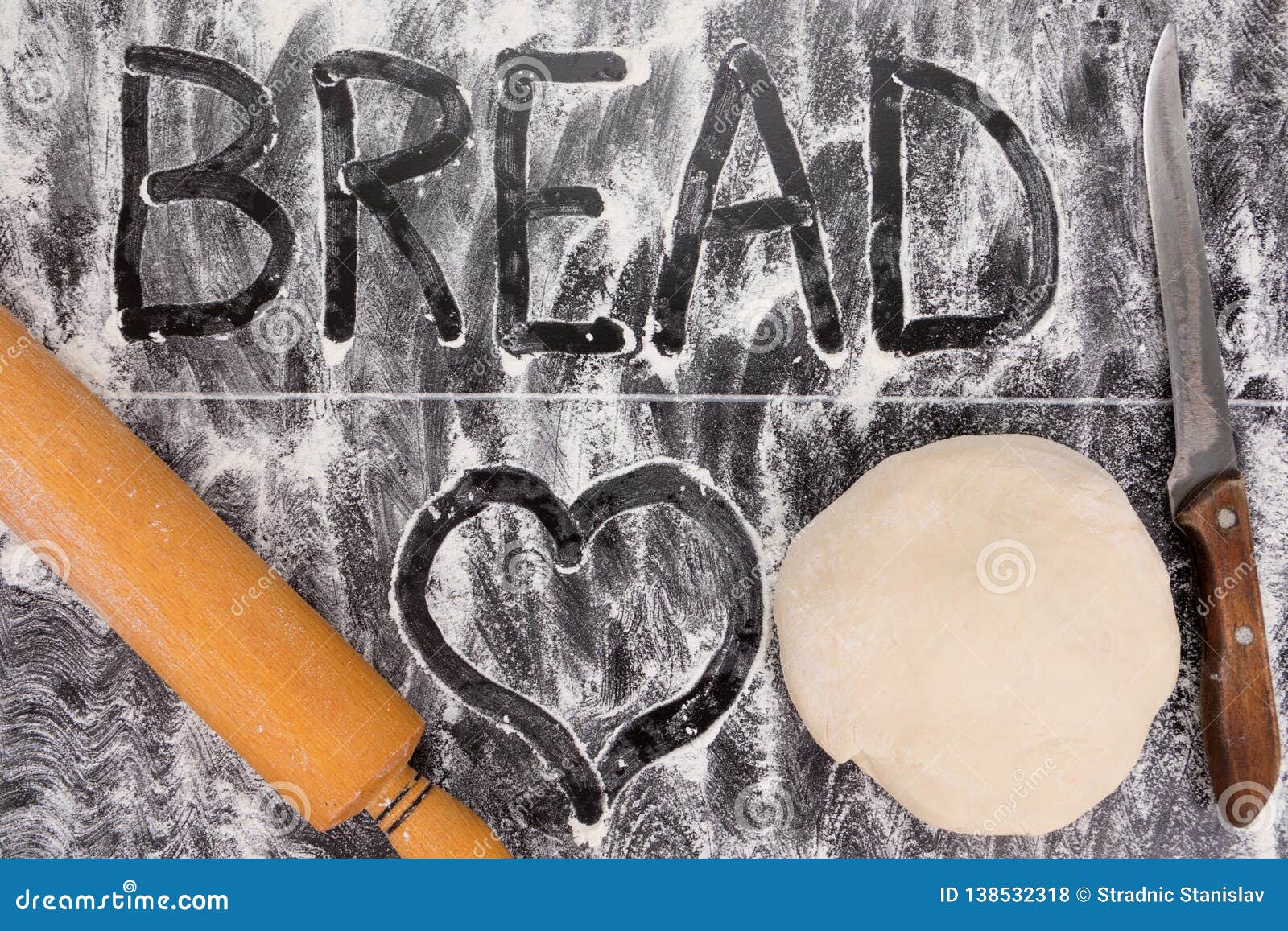 On the Stone Table, in the Flour Spread on it the Bread Inscription ...