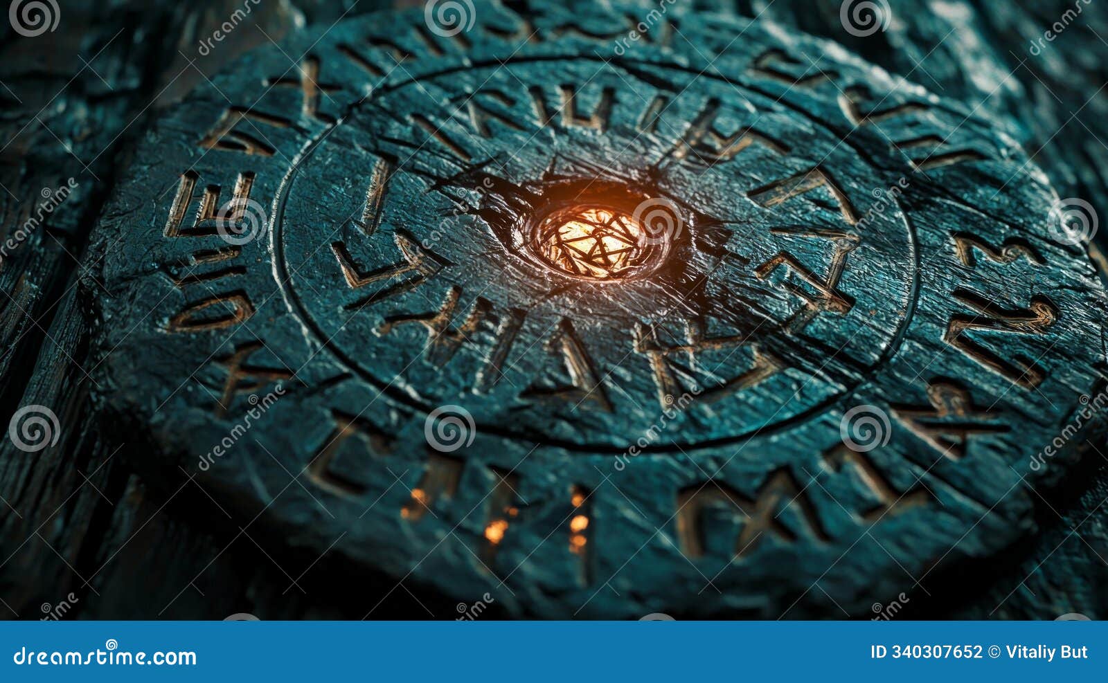 Stone Tablet Features Detailed Engravings of Protective Runes with a ...