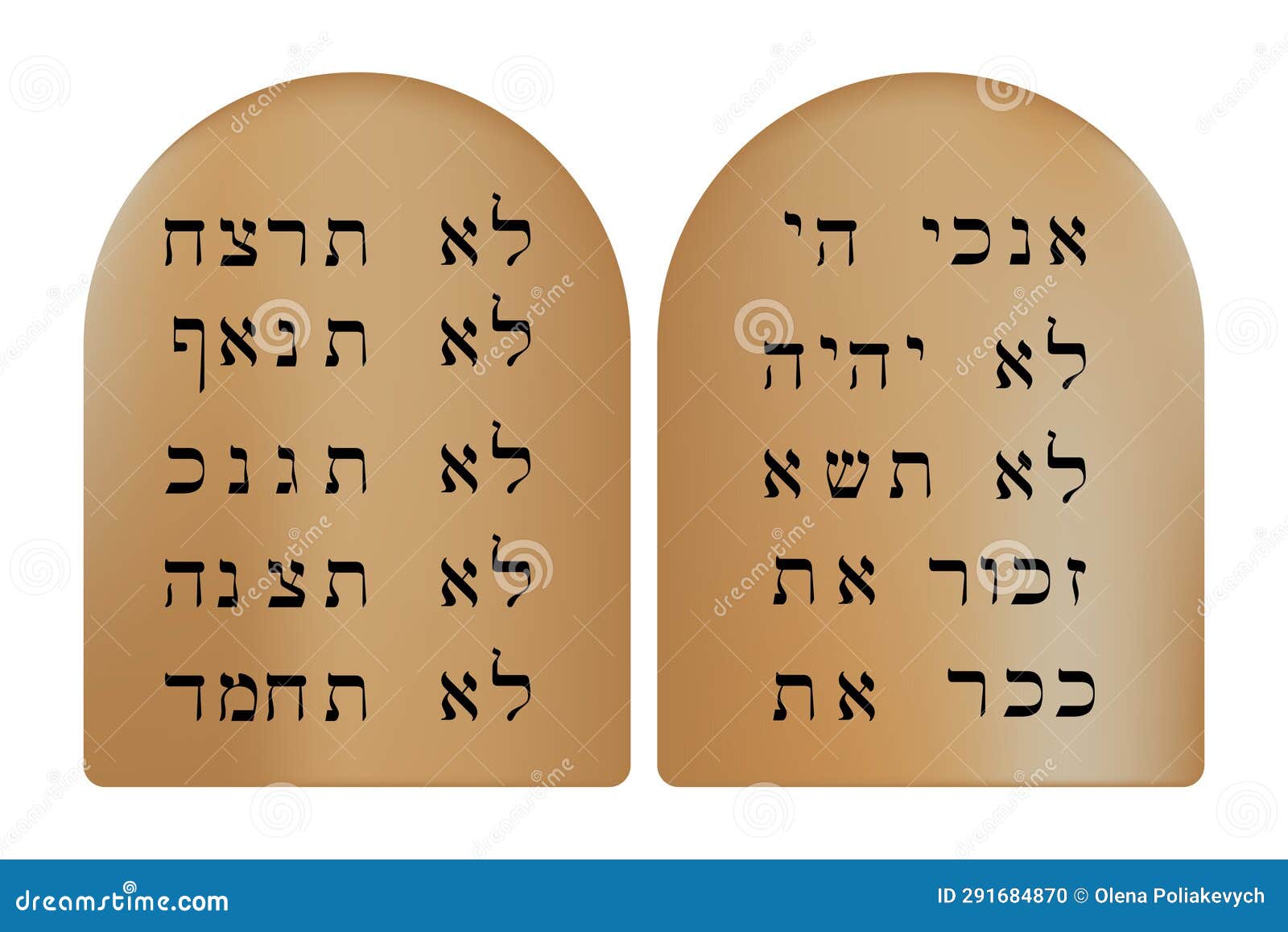 Stone Tablets with the Ten Commandments of God in Hebrew. Vector ...