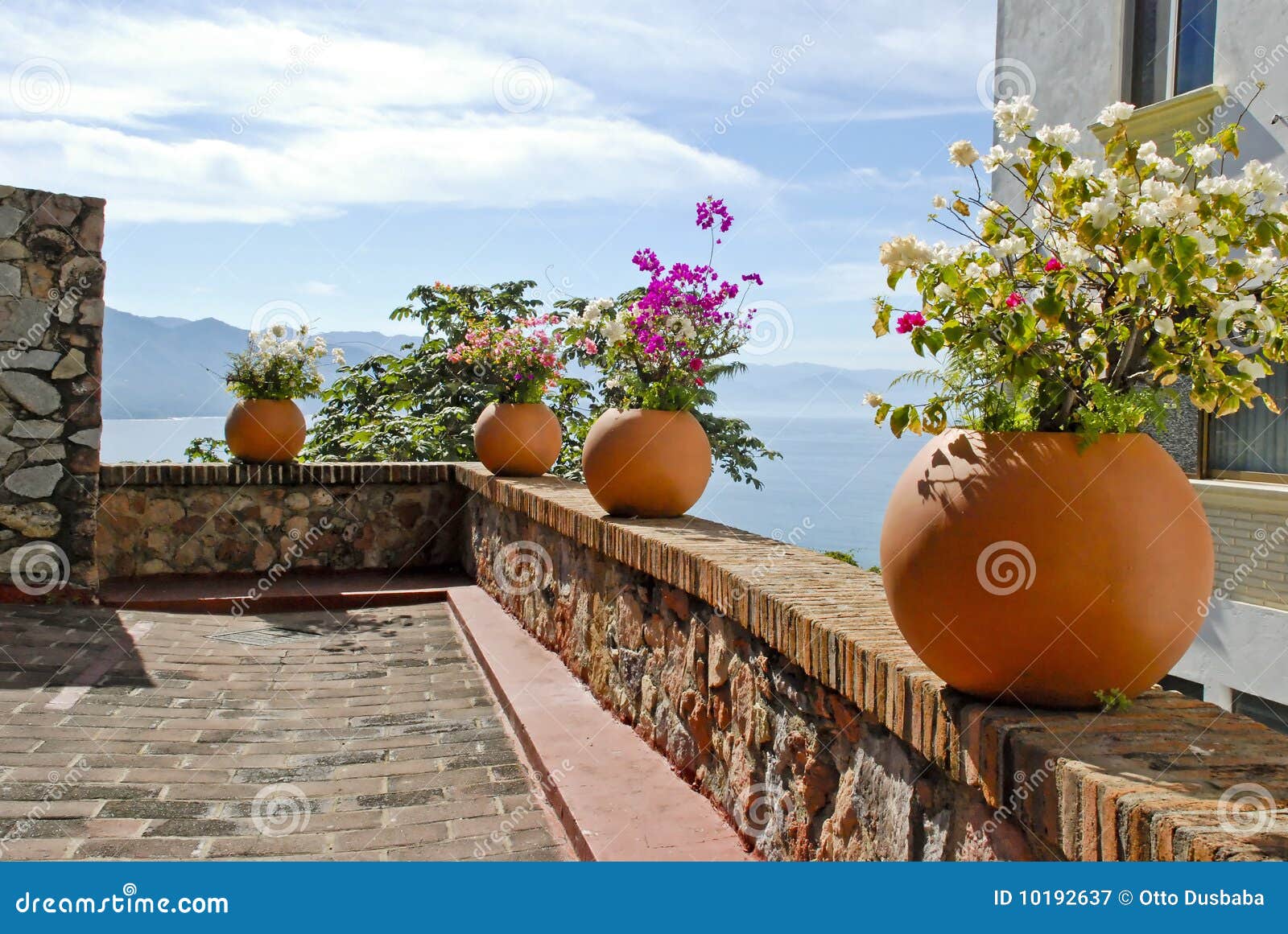 Stone Terrace Overlooking Ocean Stock Image - Image of coast, outdoors ...
