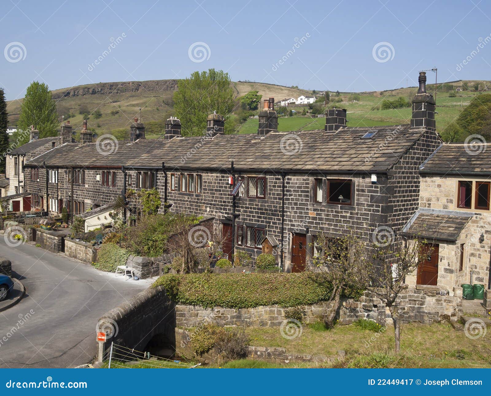 Stone Terraced Cottages in Northern England Stock Image - Image of ...