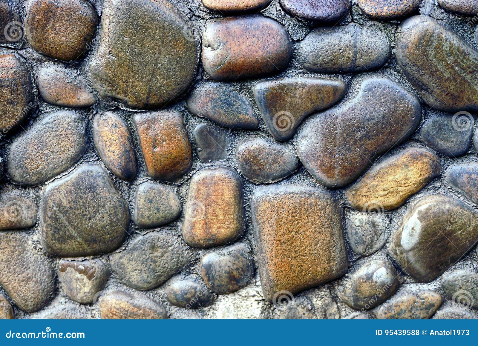 Stone Texture of Convex Cobblestones in the Foundation of the Building ...
