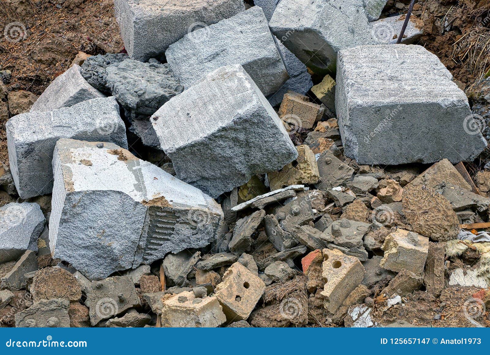 Stone Texture of Garbage Brown Bricks Gray Concrete Chunks Stock Image ...
