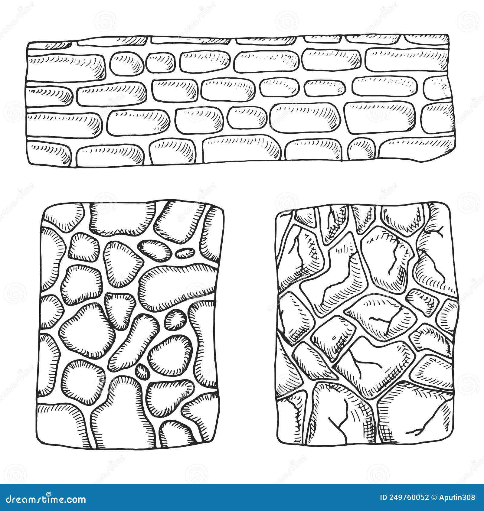 Stone Texture Vector Hand Sketch. Stock Vector - Illustration of black ...