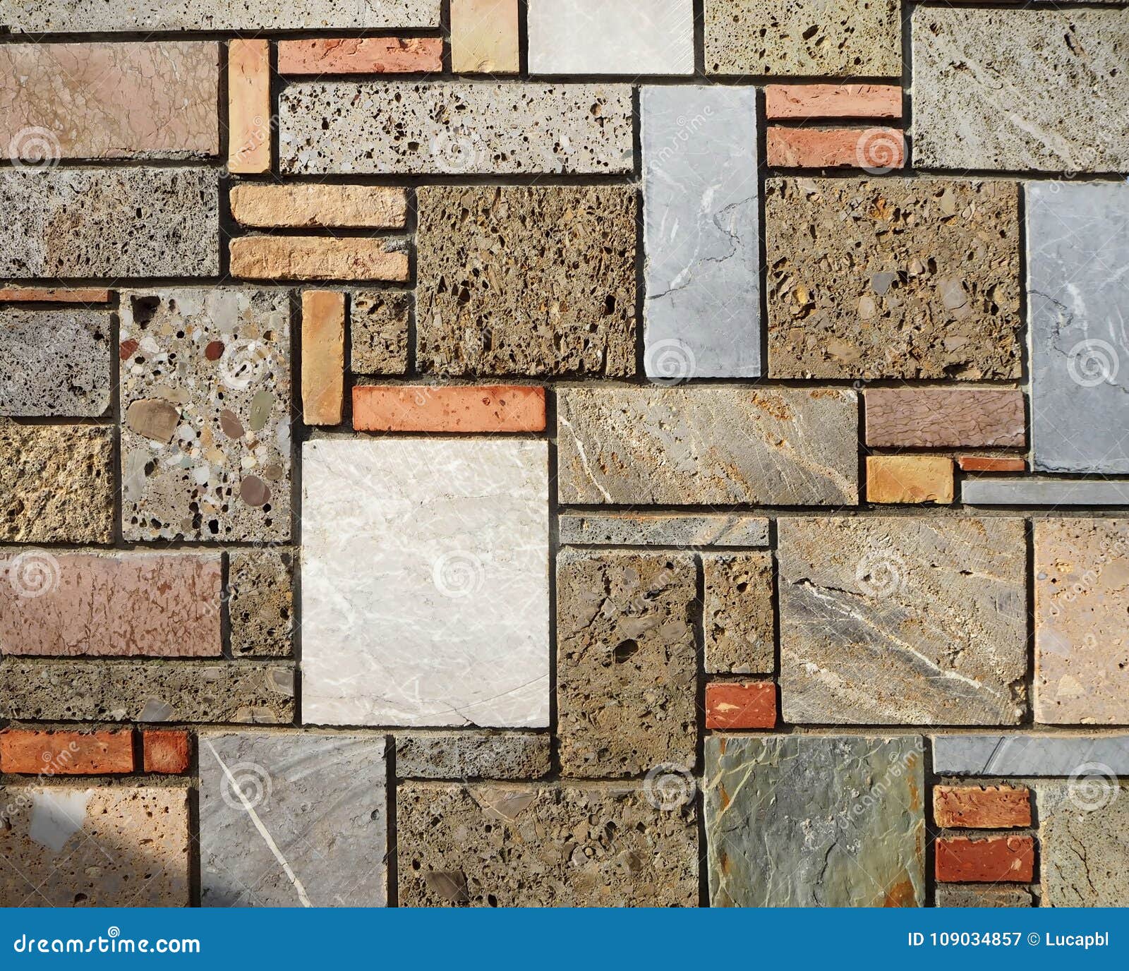 Stone Texture. Wall with Bricks and Blocks of Polished Stones of ...