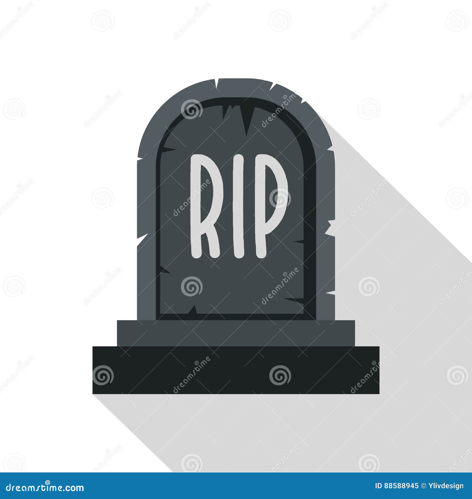 Stone Tombstone Rip Icon, Flat Style Stock Vector - Illustration of ...