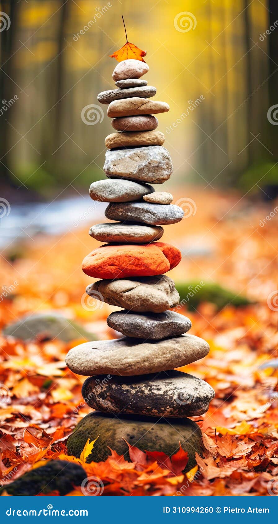 Stone Tower in Autumn. Stones Balance Natural Stone Stock Photo - Image ...