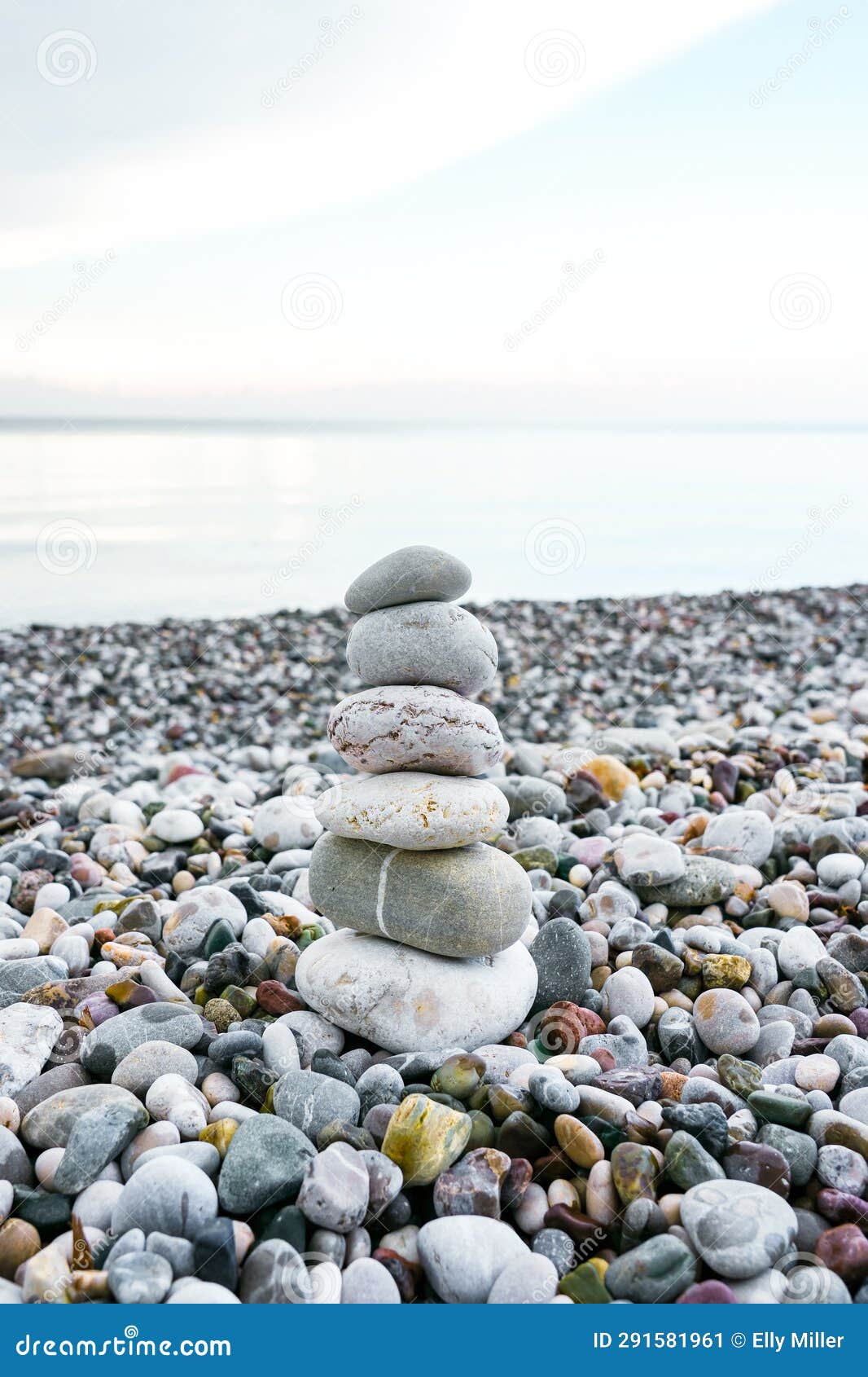 Stone Tower on the Beach. Cairn Stock Image - Image of meditation ...