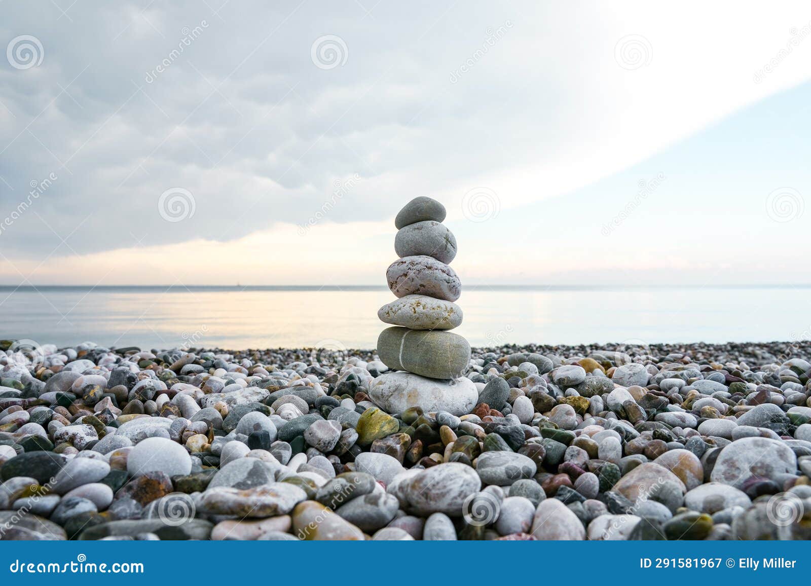 Stone Tower on the Beach. Cairn Stock Image - Image of calm, stone ...
