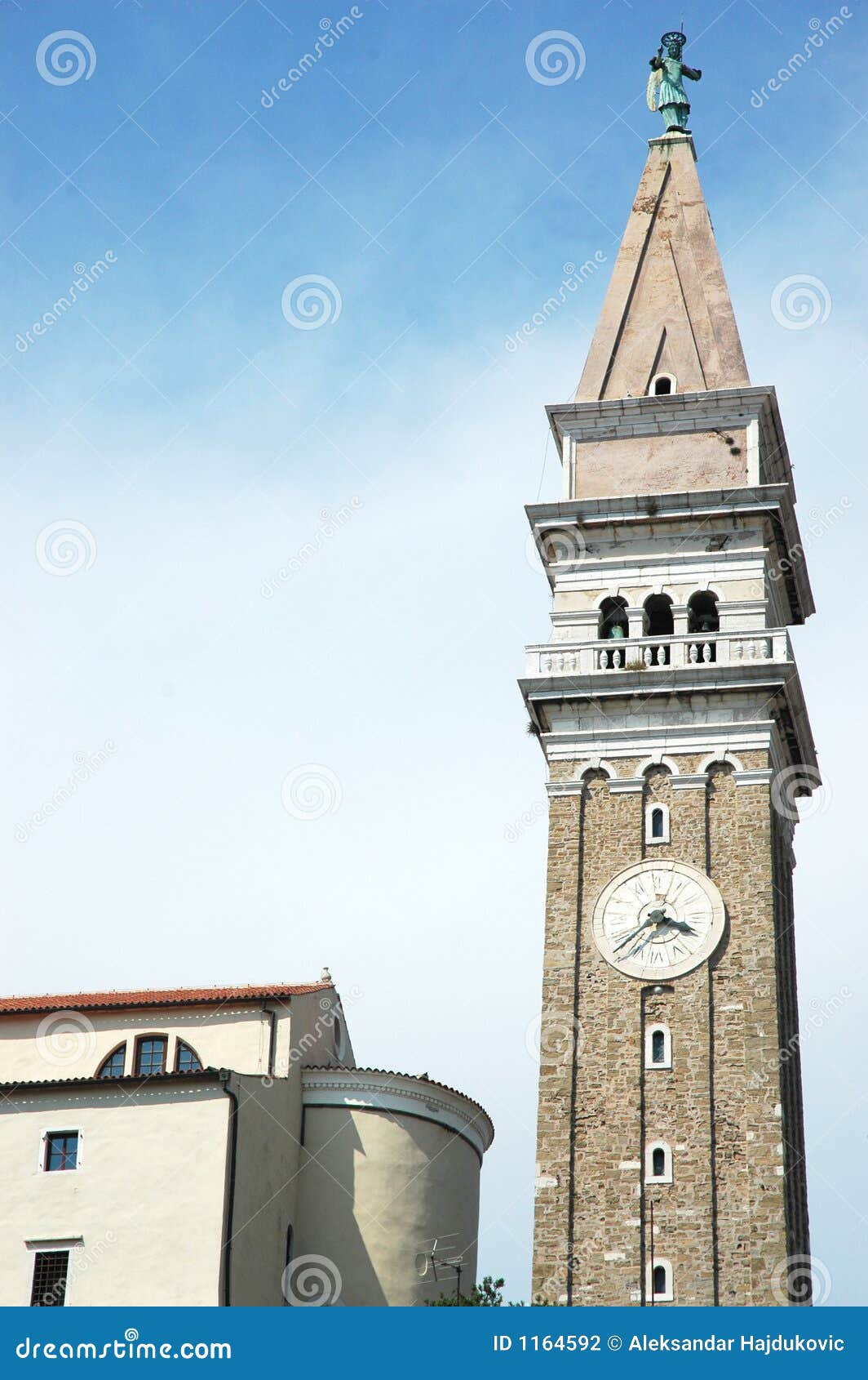 Stone tower with big watch stock photo. Image of building - 1164592
