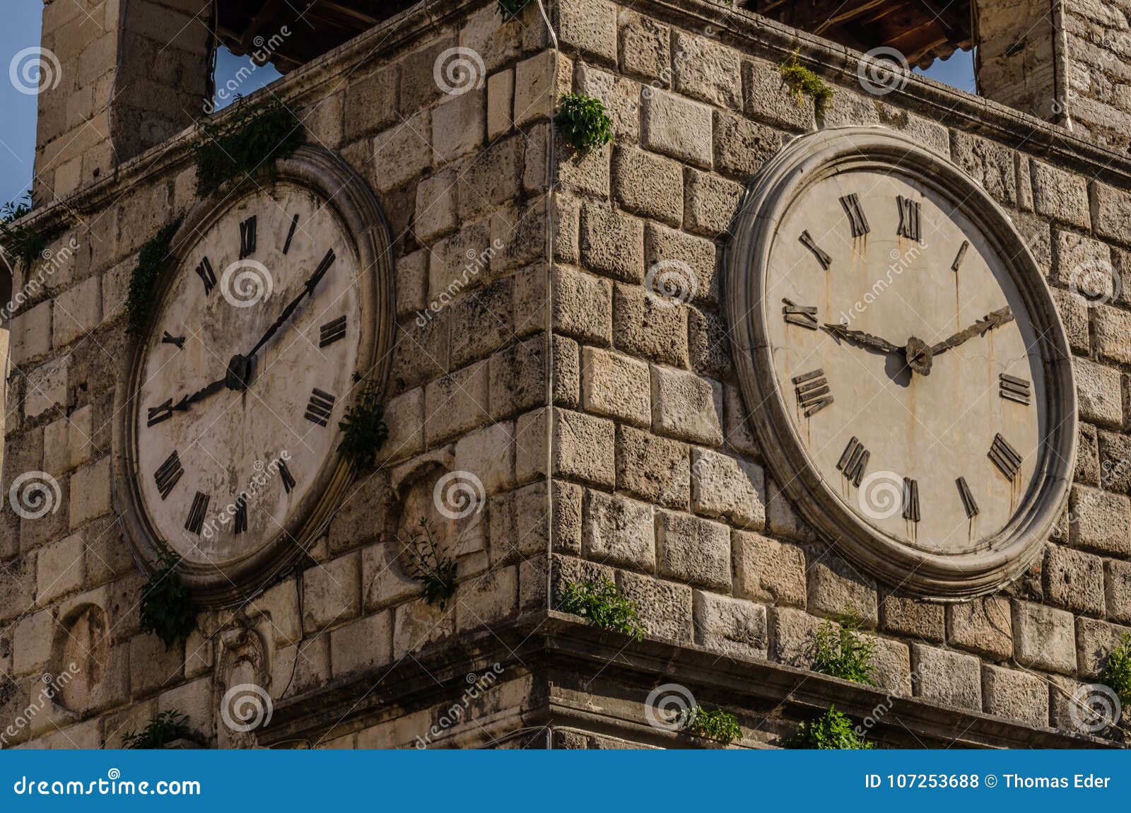 Stone tower with clock stock photo. Image of beauty - 107253688
