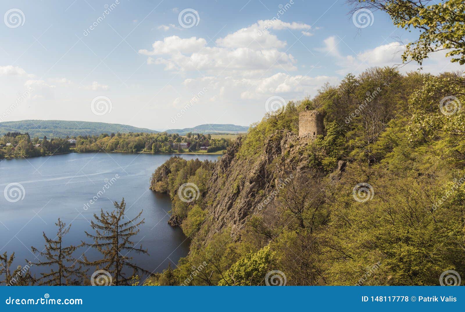 A Stone Tower on the Edge of a Cliff. Stock Photo - Image of orange ...