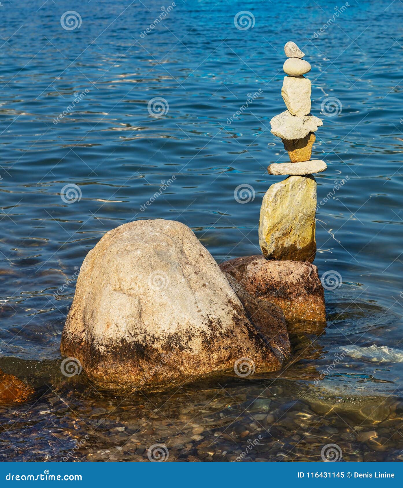 Stone Tower in the Water of a Lake Stock Image - Image of stones, stone ...