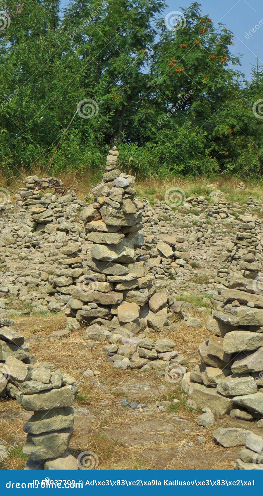 Stone turret stock image. Image of blue, creation, trees - 58937799