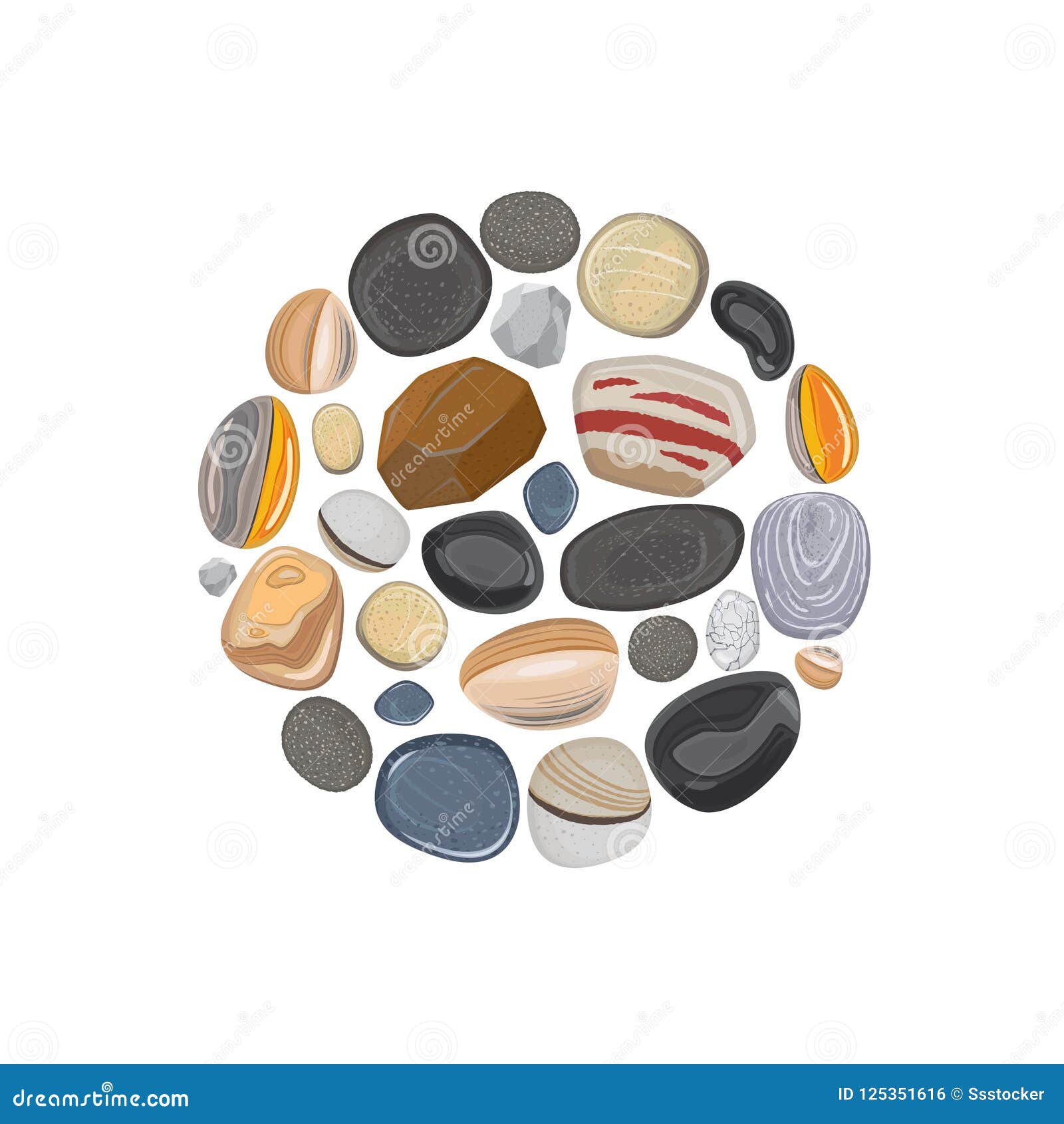 Stone Round Element Isolated on White Stock Vector - Illustration of ...