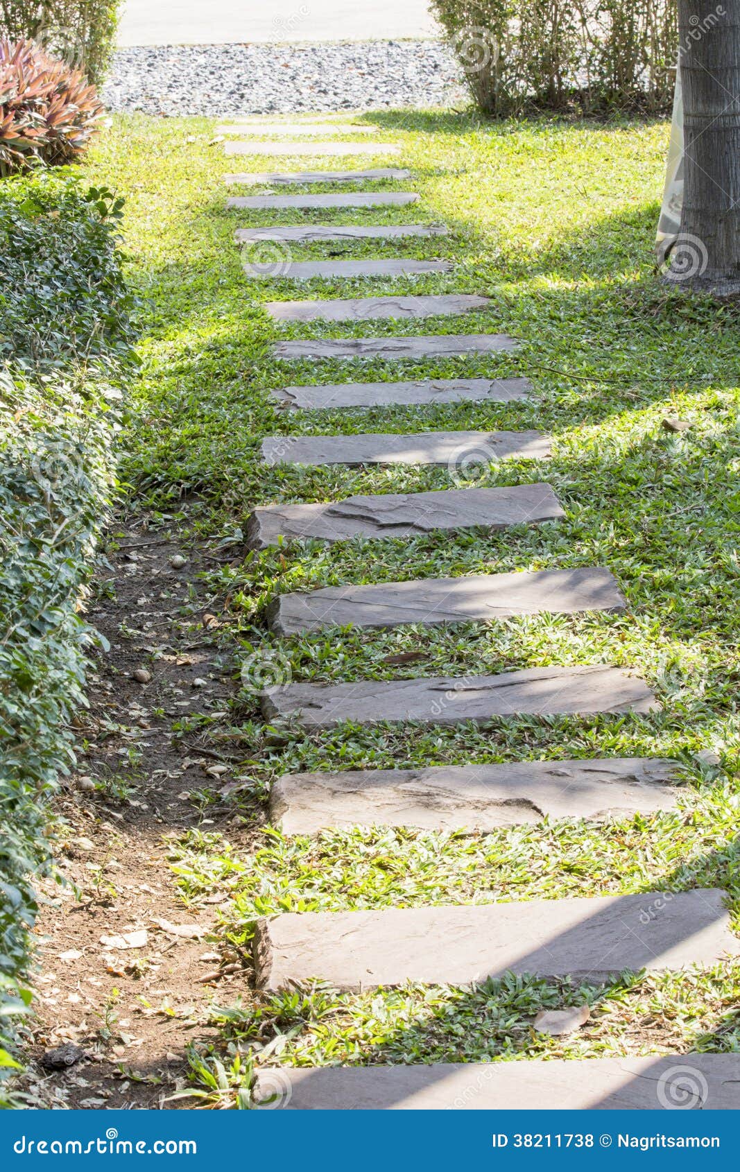 Stone Walkway in the Garden Stock Photo - Image of stones, pavement ...