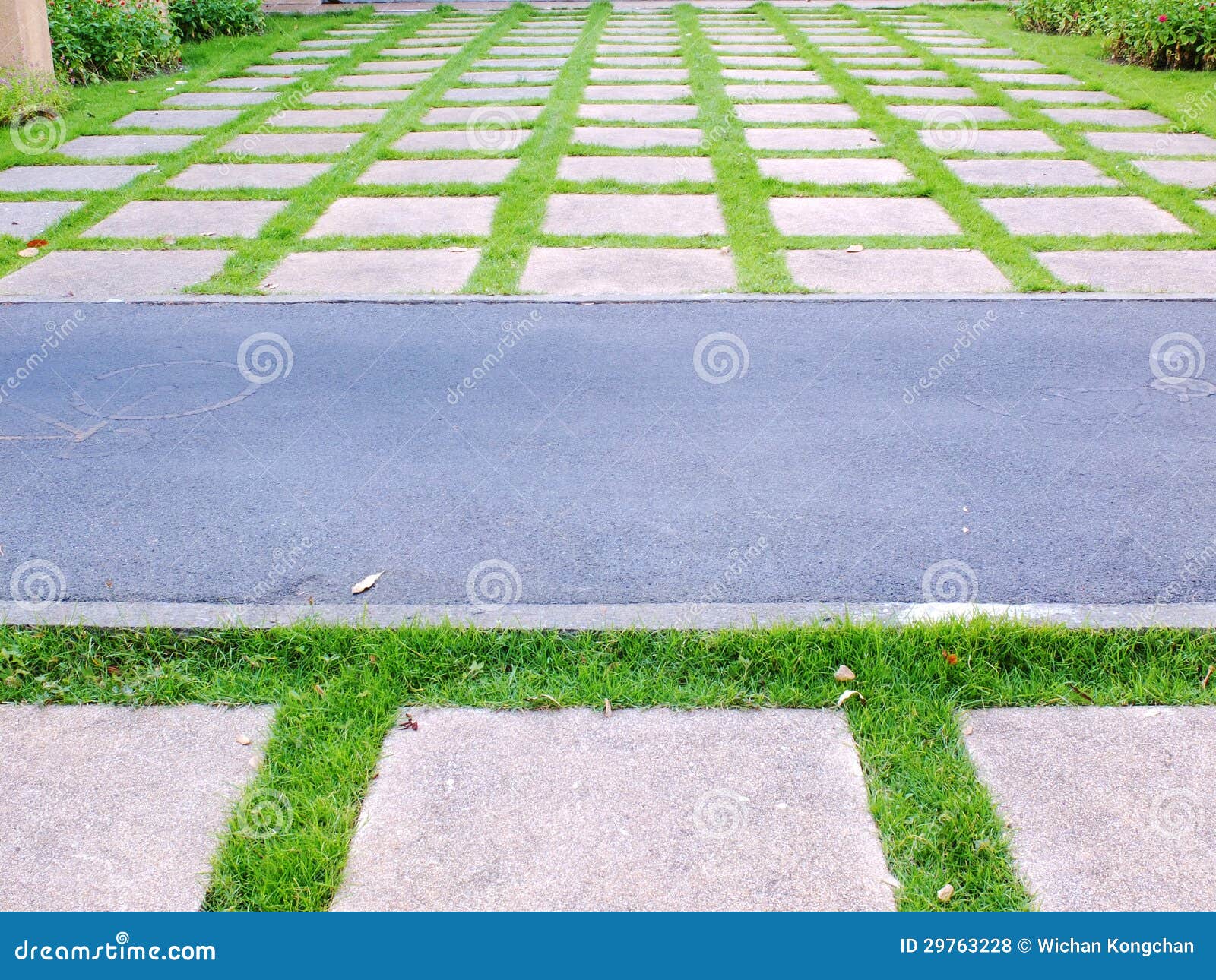 Stone walkway on a grass stock photo. Image of country - 29763228