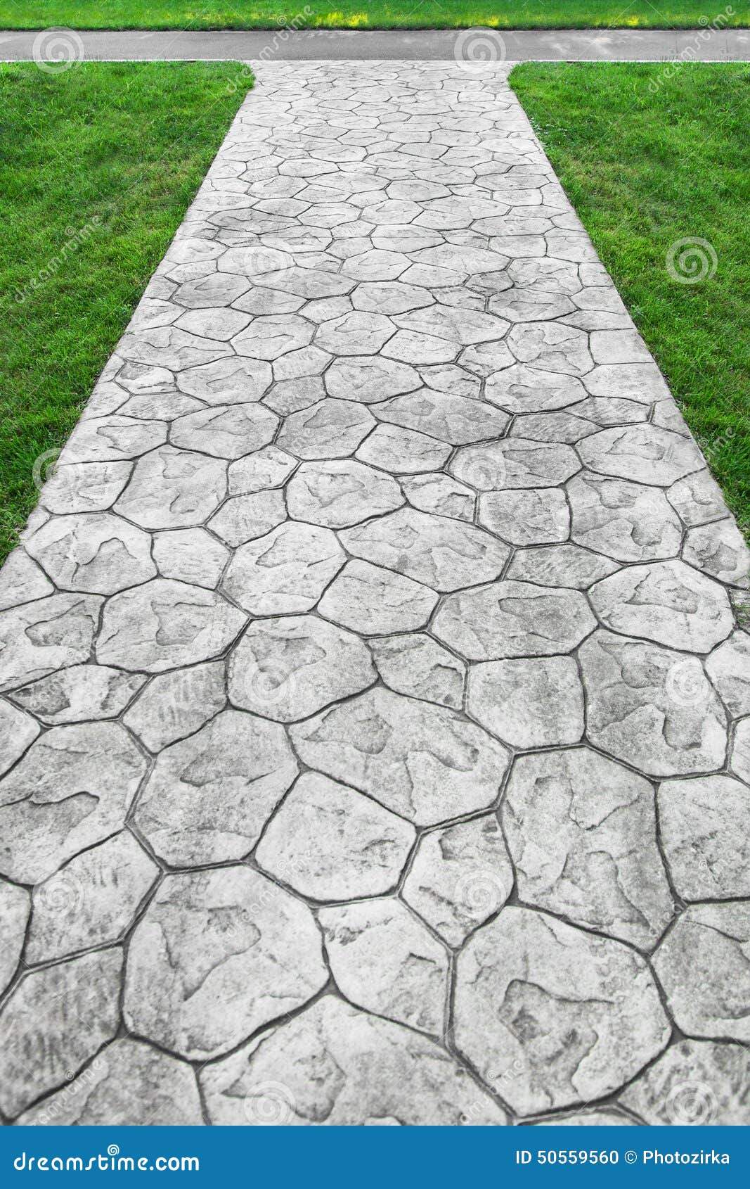 Stone Walkway on Grassy Field Stock Photo - Image of abstract, pathway ...
