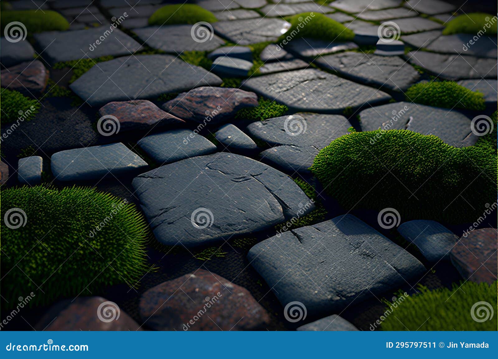 Stone Walkway with Moss and Grass. 3d Render Illustration Stock ...
