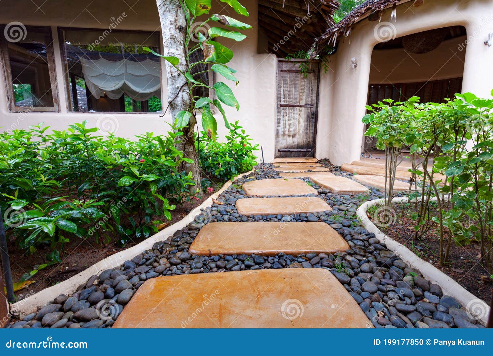 Stone Walkway or Stone Paved Path To the Villa at Tropical Resort Stock ...