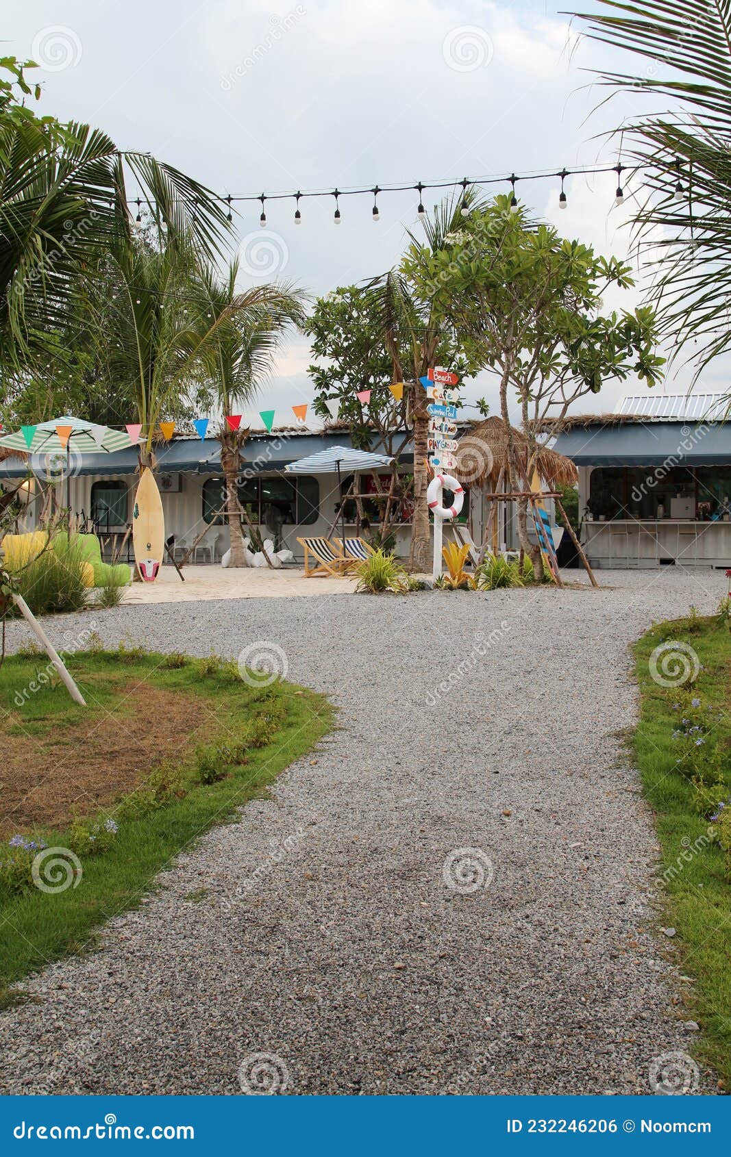 Stone Walkway To Restaurant Stock Photo - Image of green, stone: 232246206