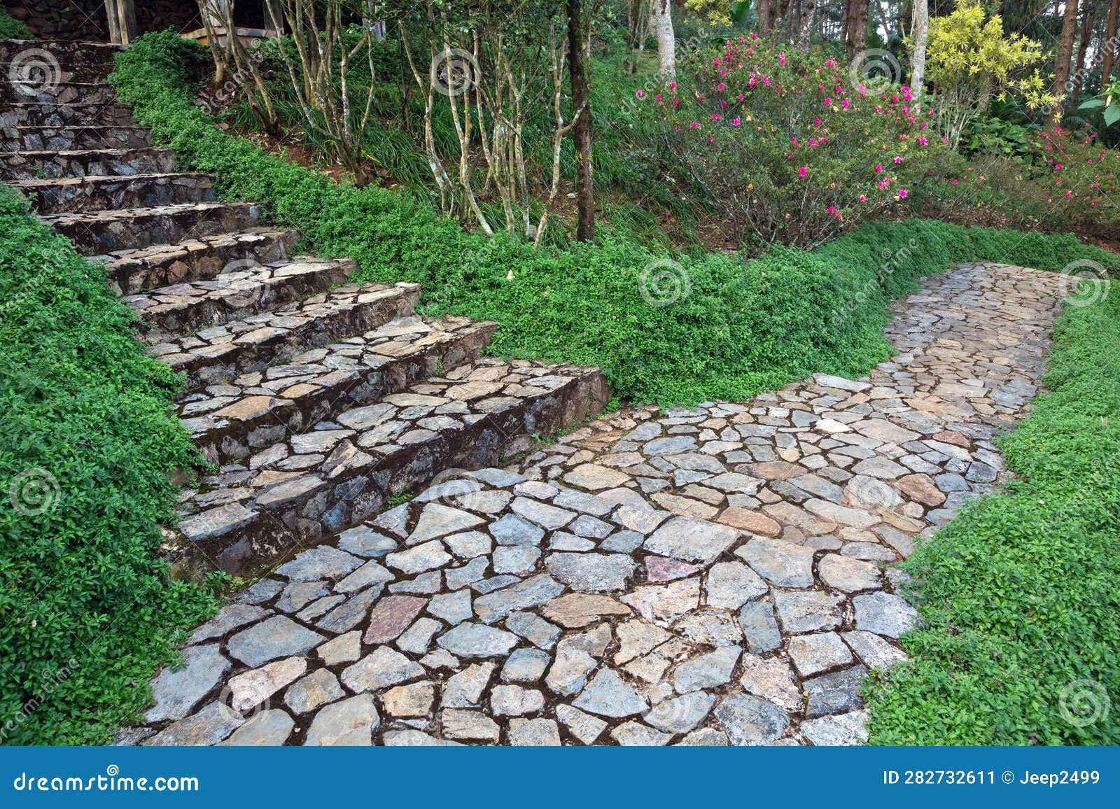 Stone walkways. stock image. Image of forest, road, grass - 282732611
