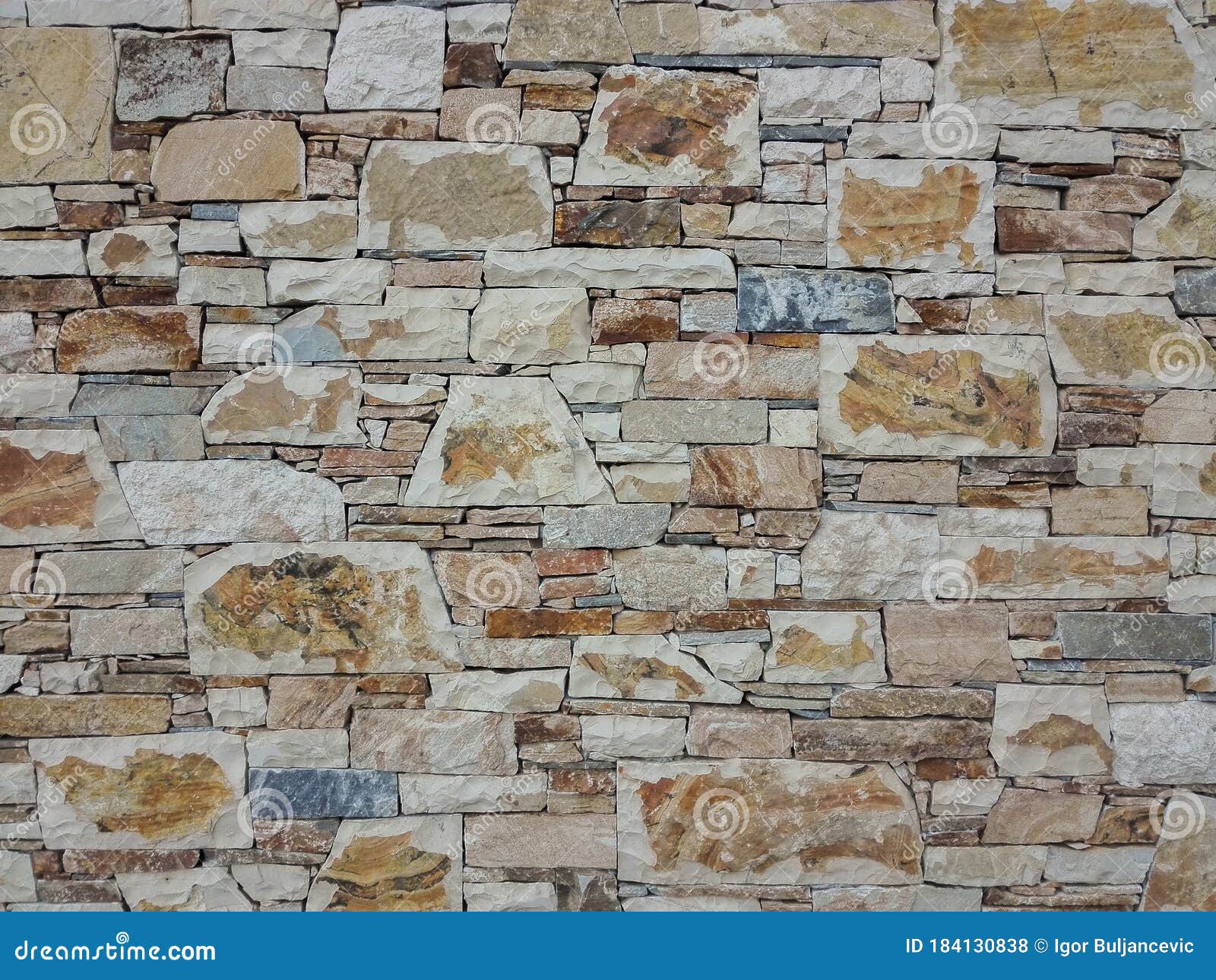 Background of Stone Wall Texture. Seamless Masonry Wall with Irregular ...