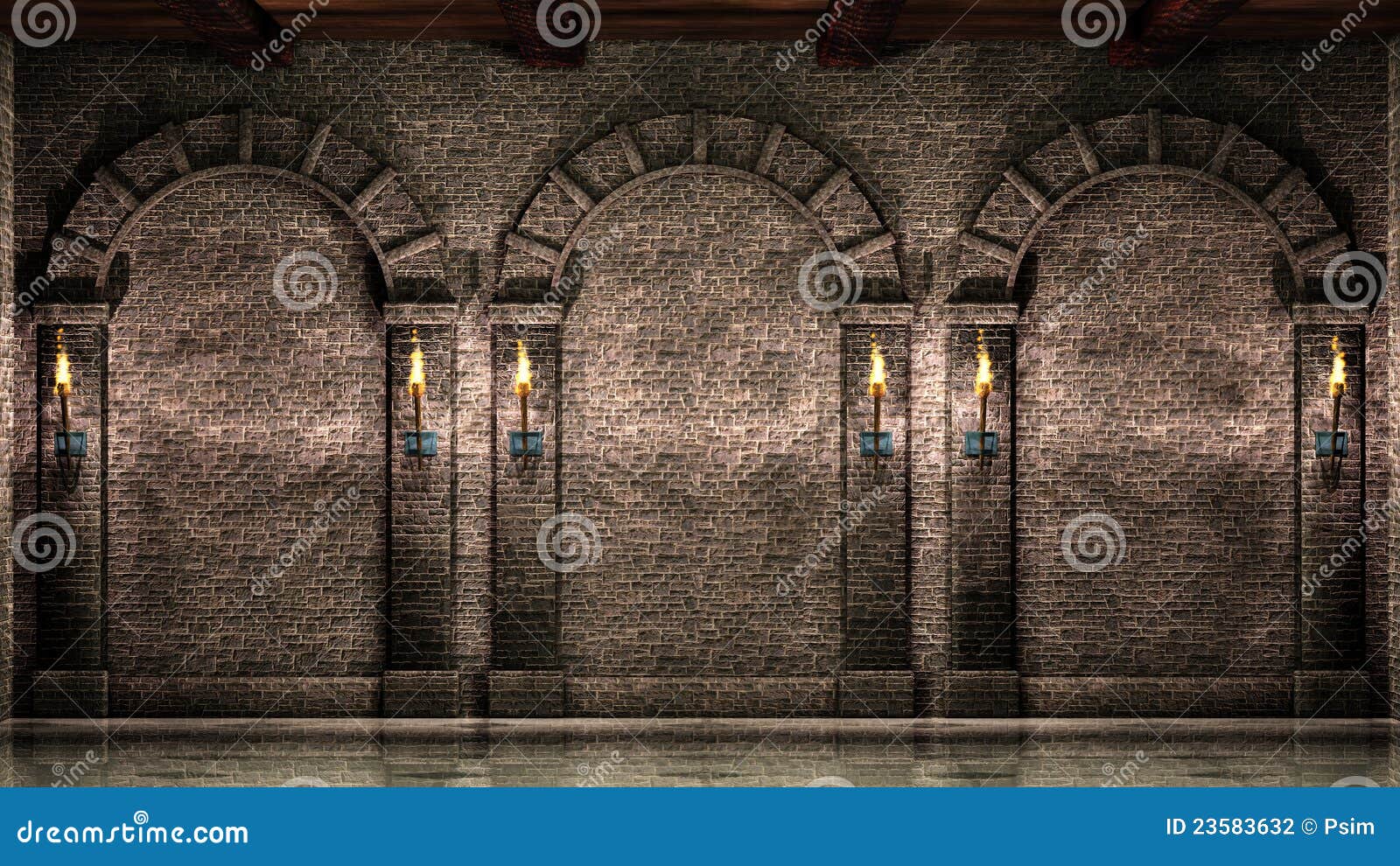 Stone wall with arches stock illustration. Illustration of castle ...