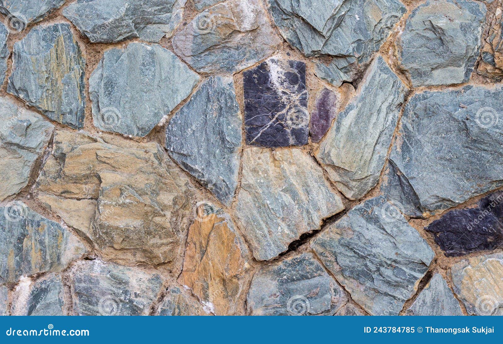 Stone Wall for Background or Texture. Dark Pebble Stone, Granite ...