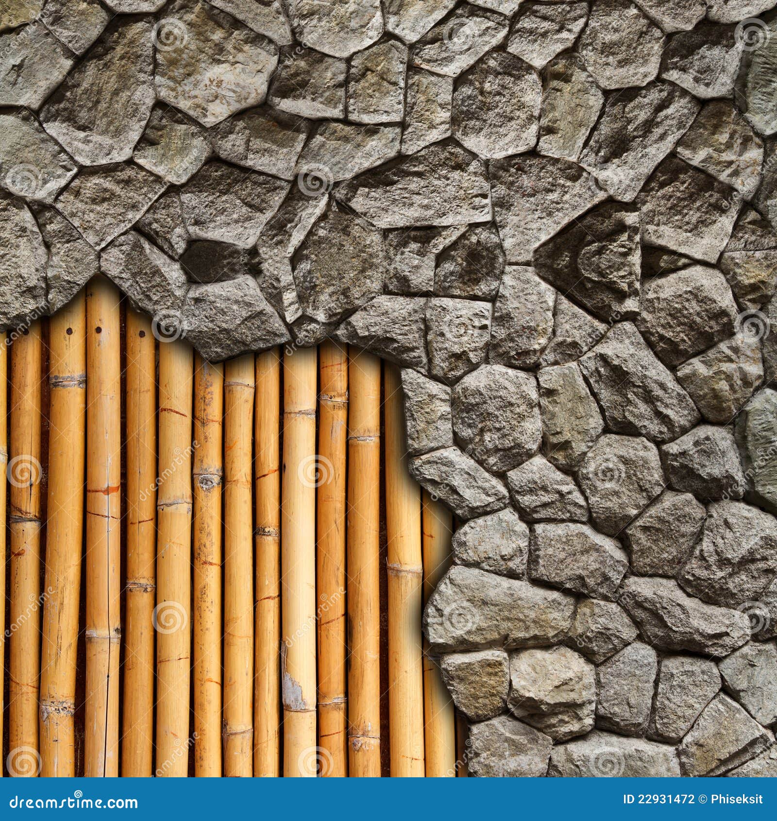 Stone Wall Break on Wall Bamboo Background Stock Photo - Image of plant ...