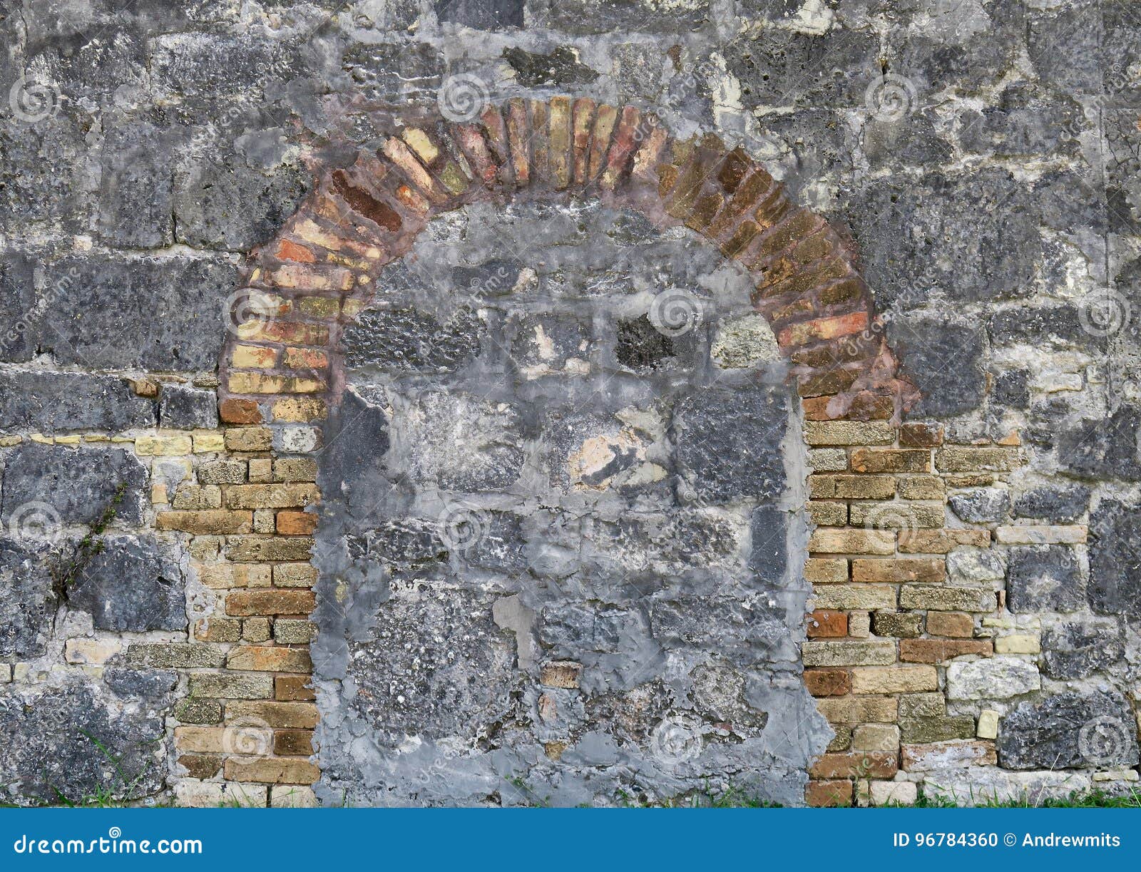 Stone Wall with Brick Arch stock photo. Image of building - 96784360
