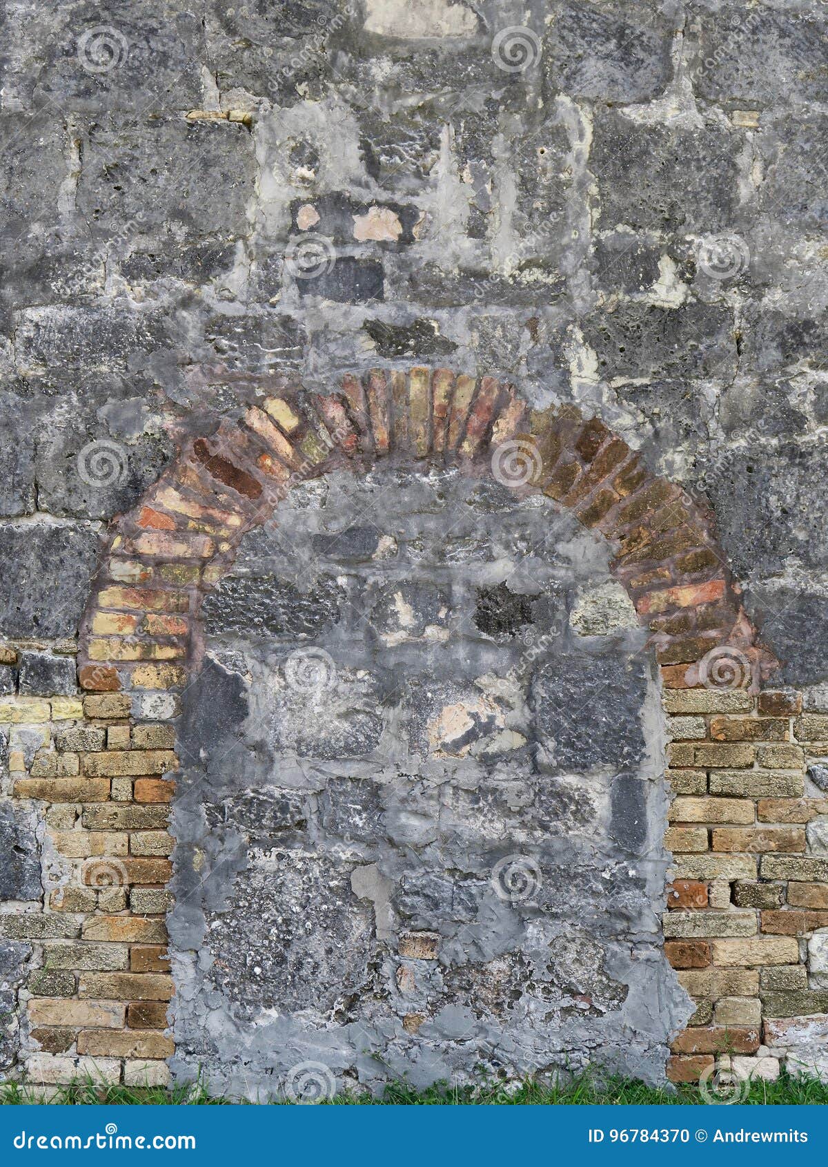 Stone Wall with Brick Arch stock photo. Image of architectural - 96784370
