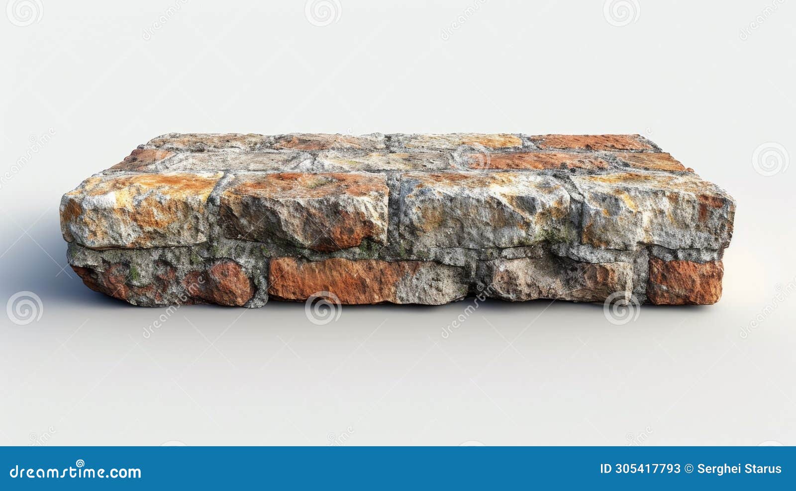 A Stone Wall with a Brick Base on Top, AI Stock Image - Image of ...