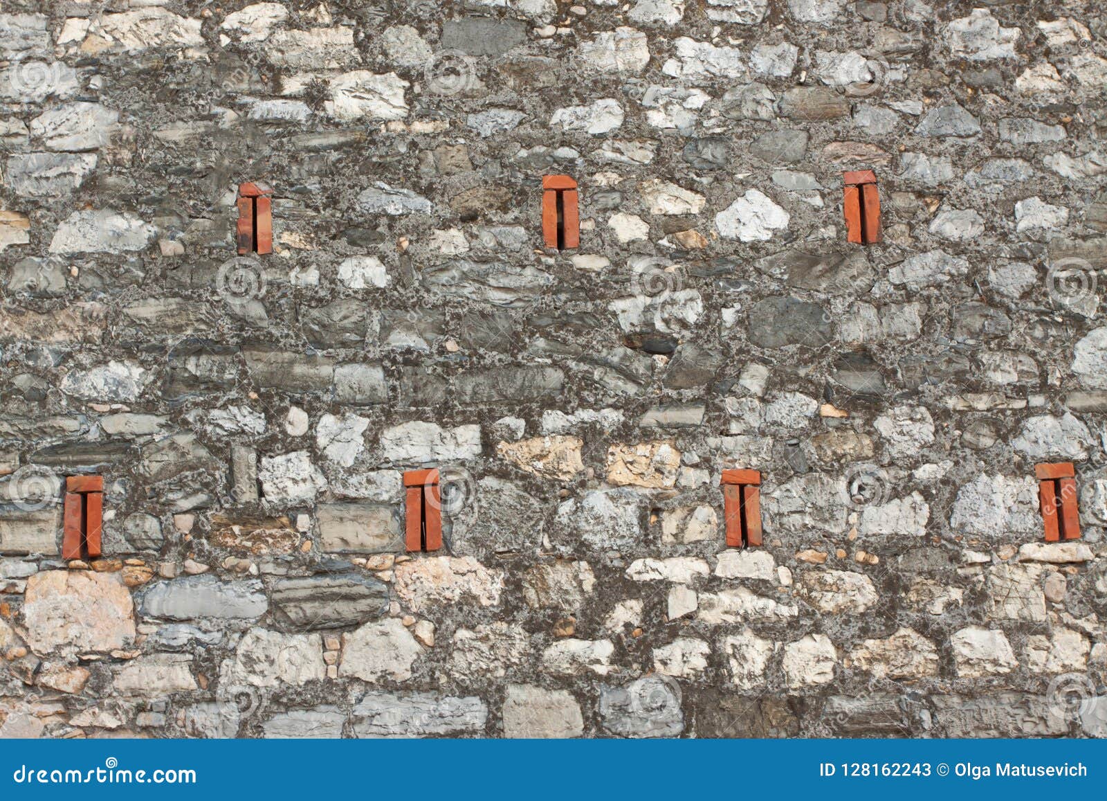 Stone Wall with Brick Elements. Stock Image - Image of architecture ...