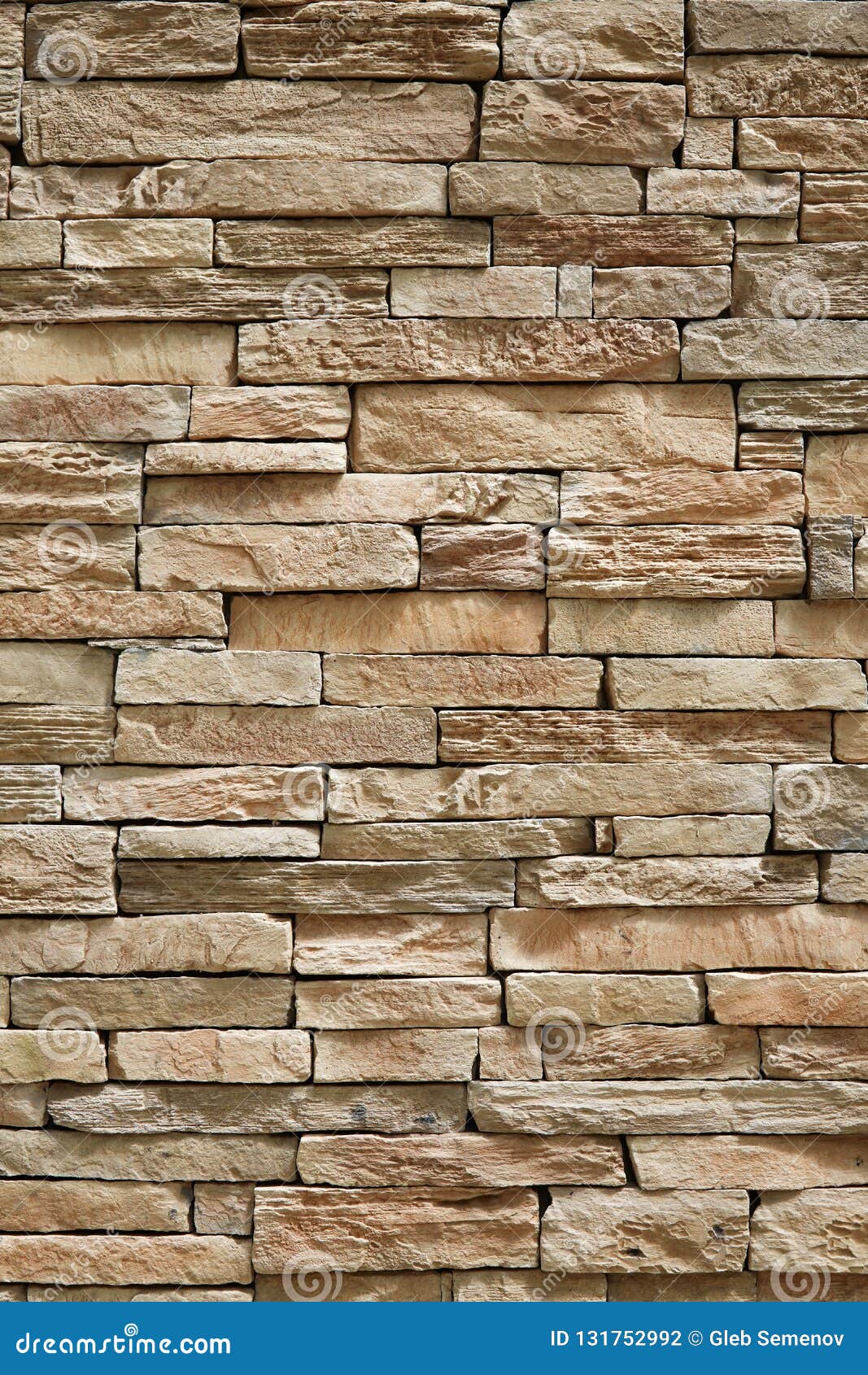 Wall of Stone Beige Surface Bricks As a Background. Stock Photo - Image ...