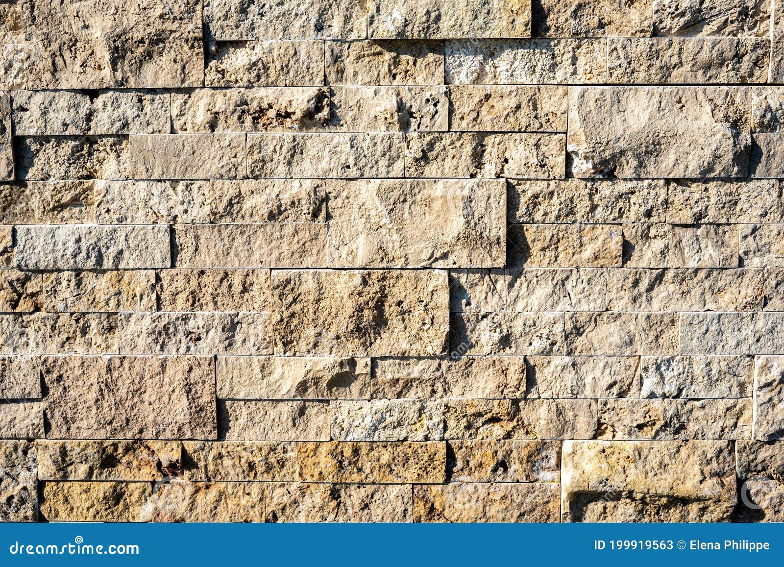 Stone Wall Brick Texture Background Beige Surface Facade. Close - Up ...