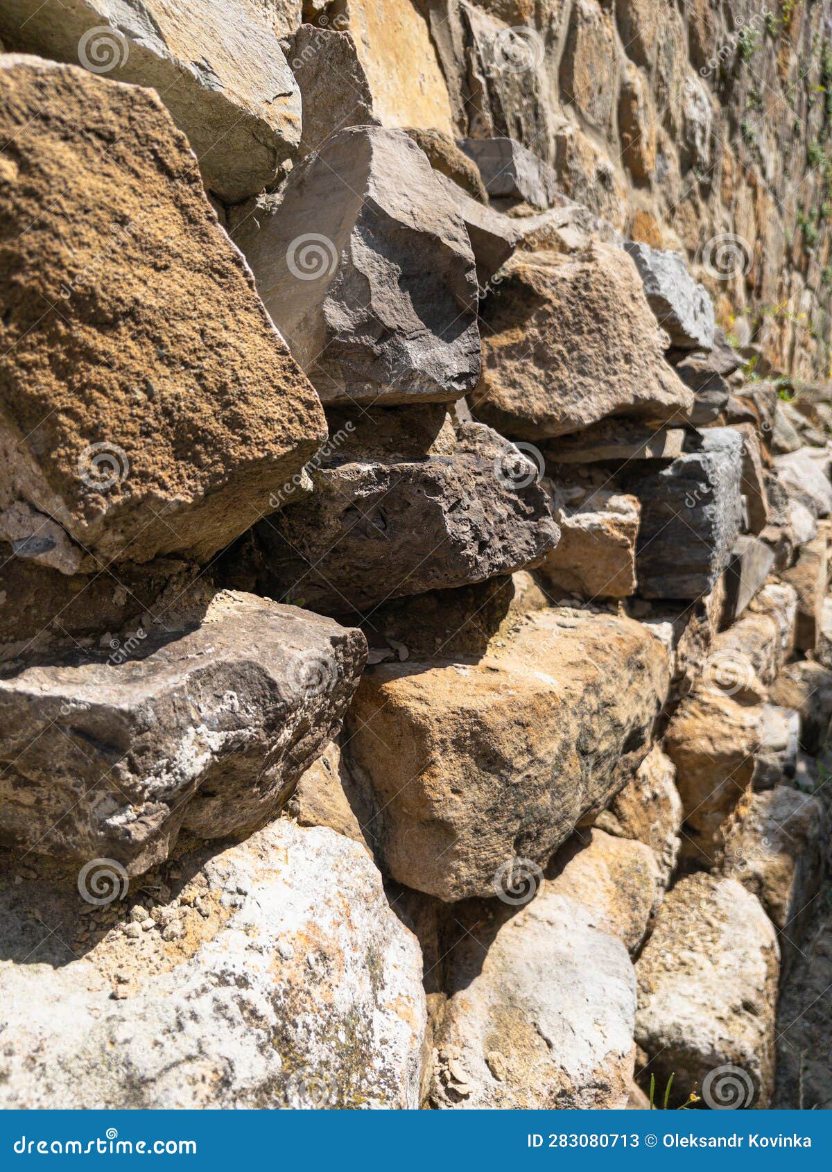 Stone Wall Build from Large Stones Different Shapes Stock Image - Image ...