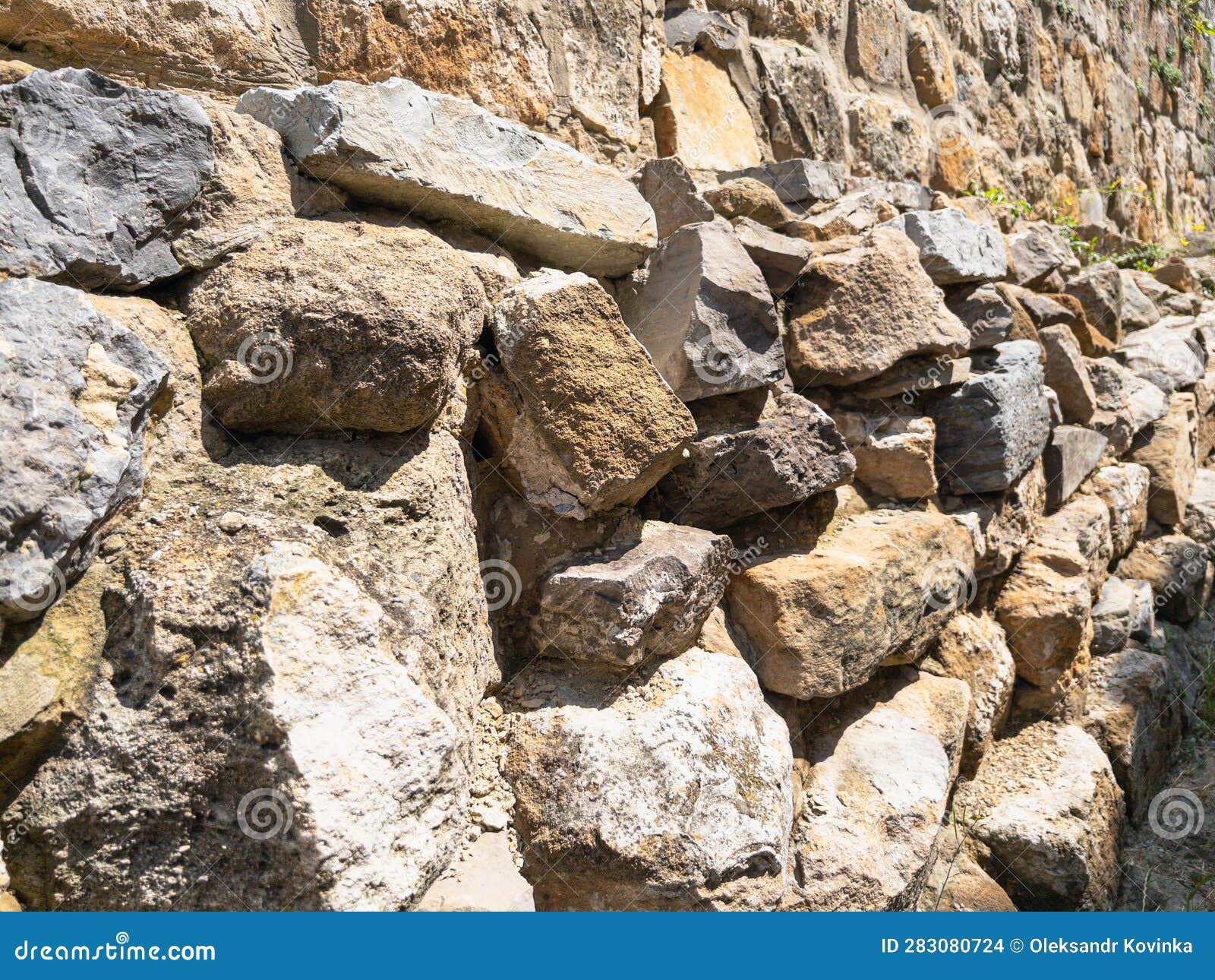 Stone Wall Build from Large Stones Different Shapes Stock Photo - Image ...