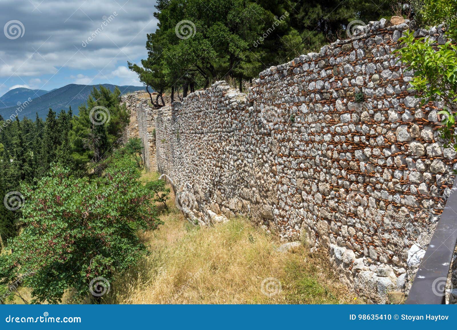 Stone Wall of the Castle of Lamia City, Greece Stock Photo - Image of ...