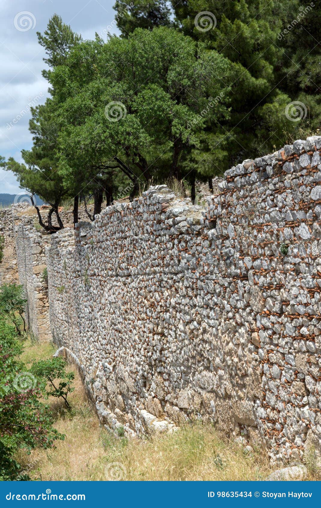 Stone Wall of the Castle of Lamia City, Greece Stock Photo - Image of ...