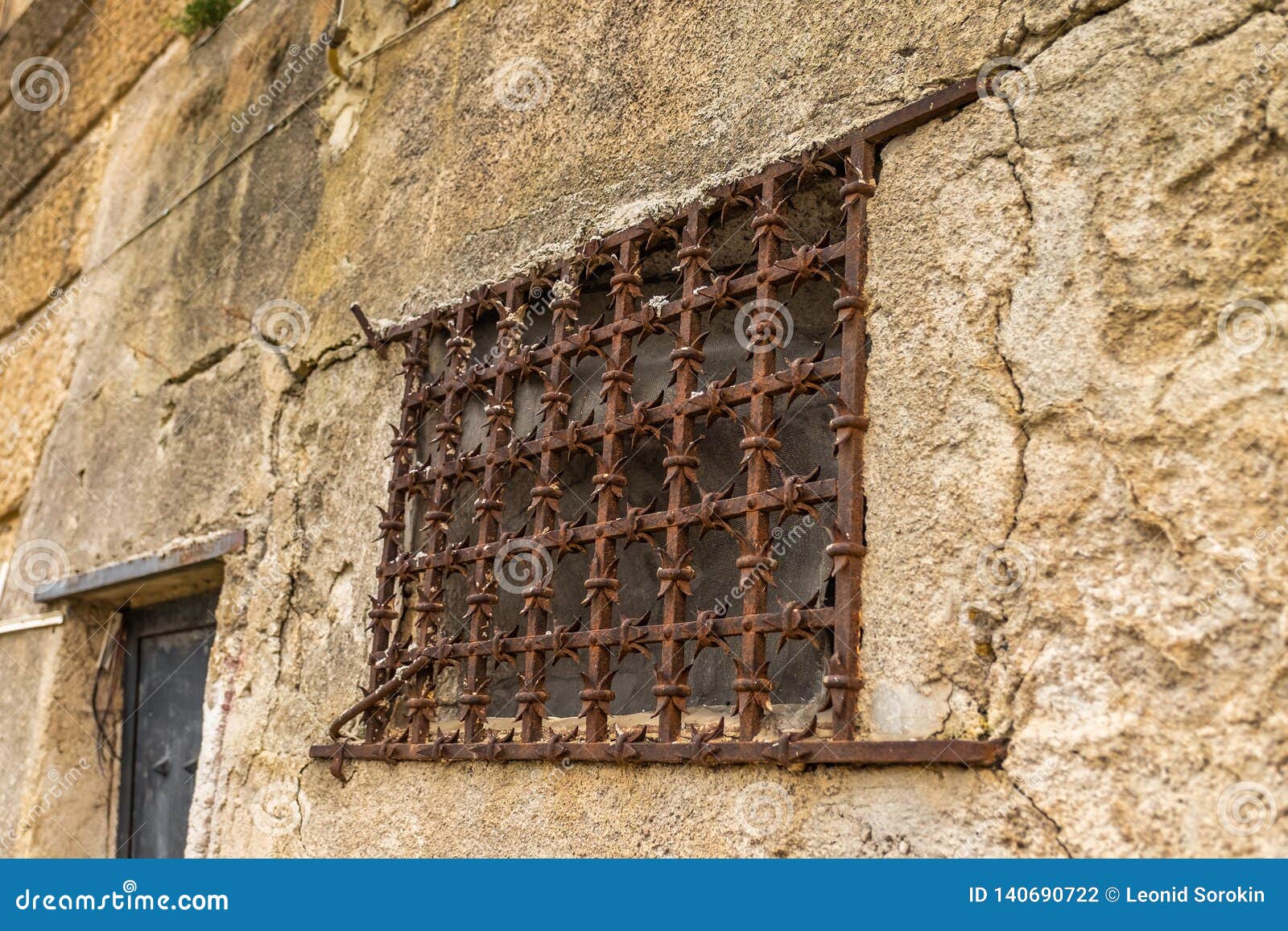 Stone Wall with Cell Window in Old Prison Stock Photo - Image of ...