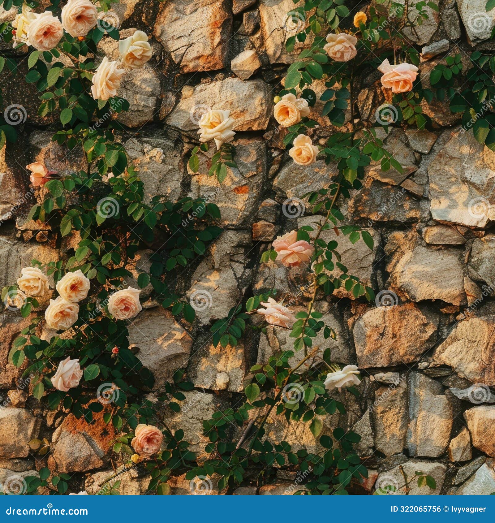 Stone Wall with Climbing Roses Stock Photo - Image of wall, europe ...