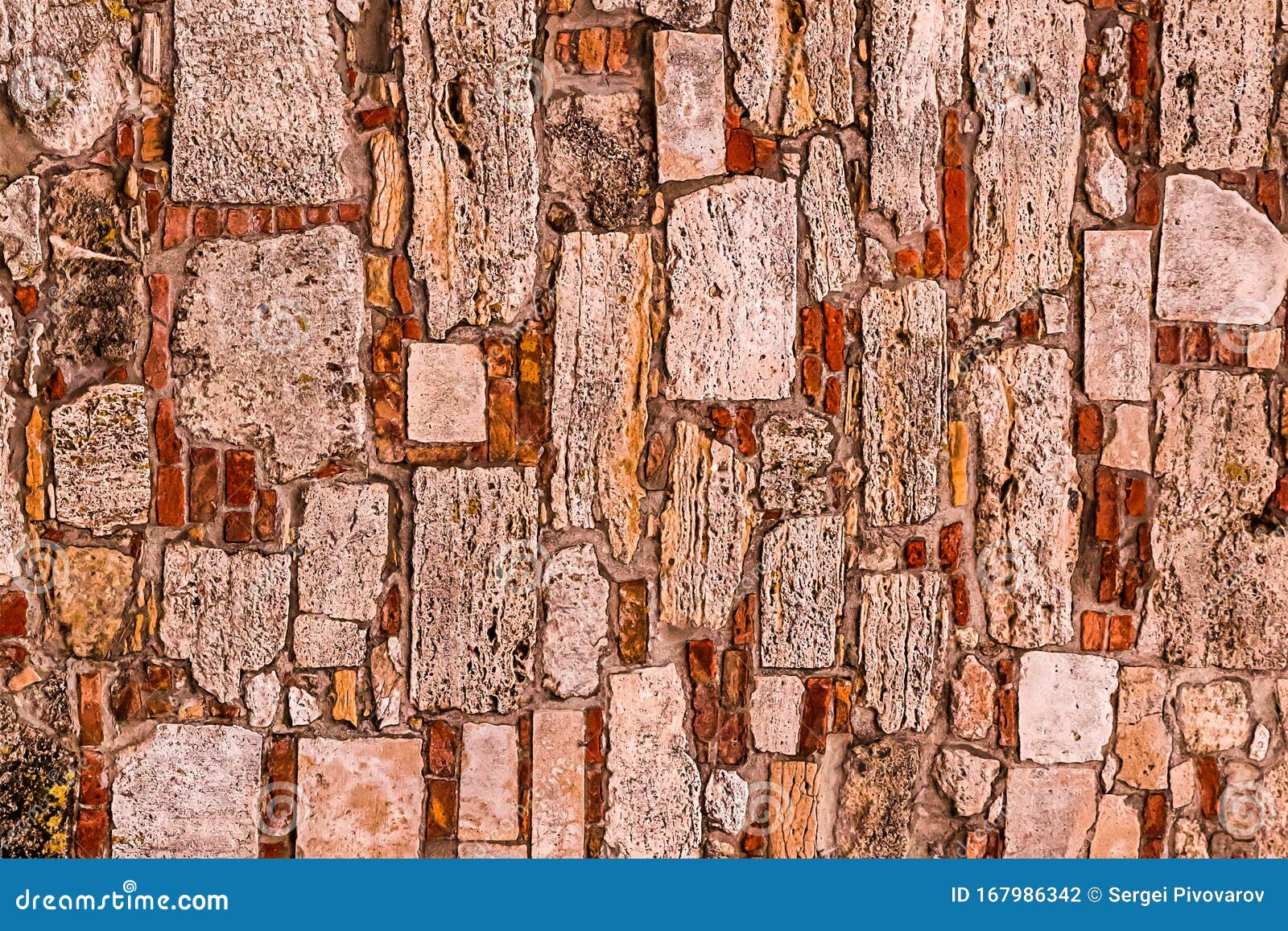 Stone Wall Cobble Vertical Cobblestones Rectangle Light Beige Brown ...