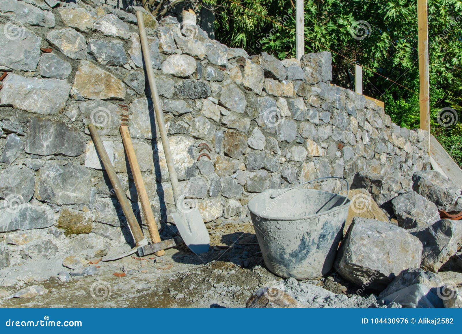Construction Industry - Stone Wall Construction and Masonry Tools Stock ...