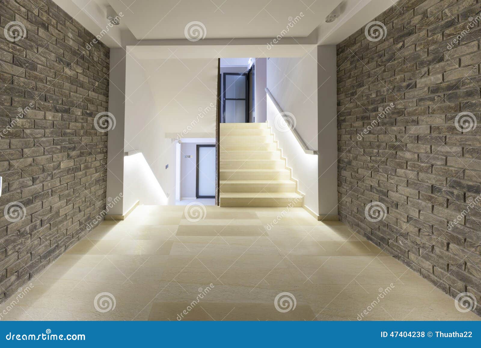 Stone Wall Corridor with Staircase Stock Photo - Image of building ...