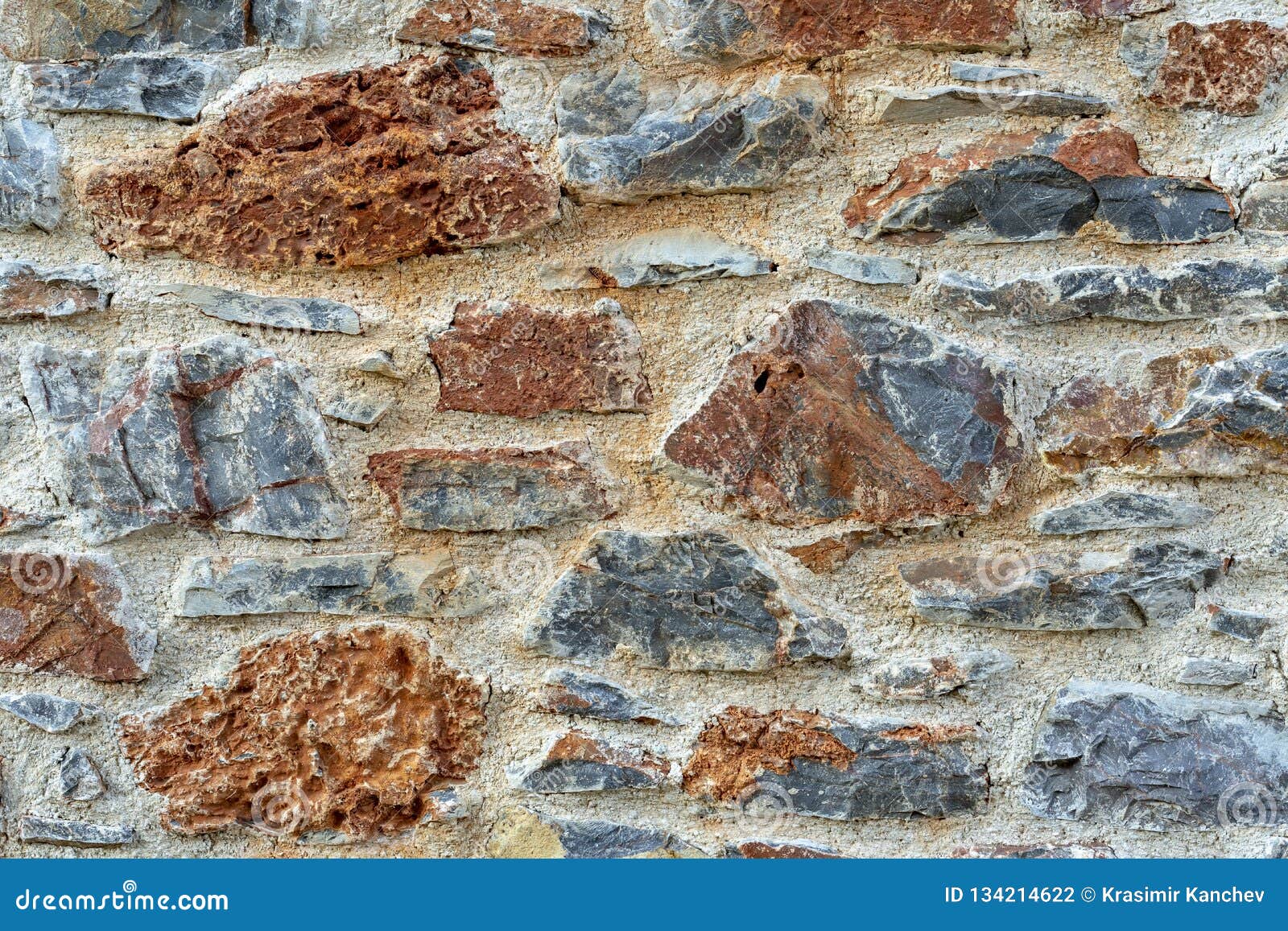 Stone Wall Fence Rustic Texture Background Close-up. Stock Photo ...