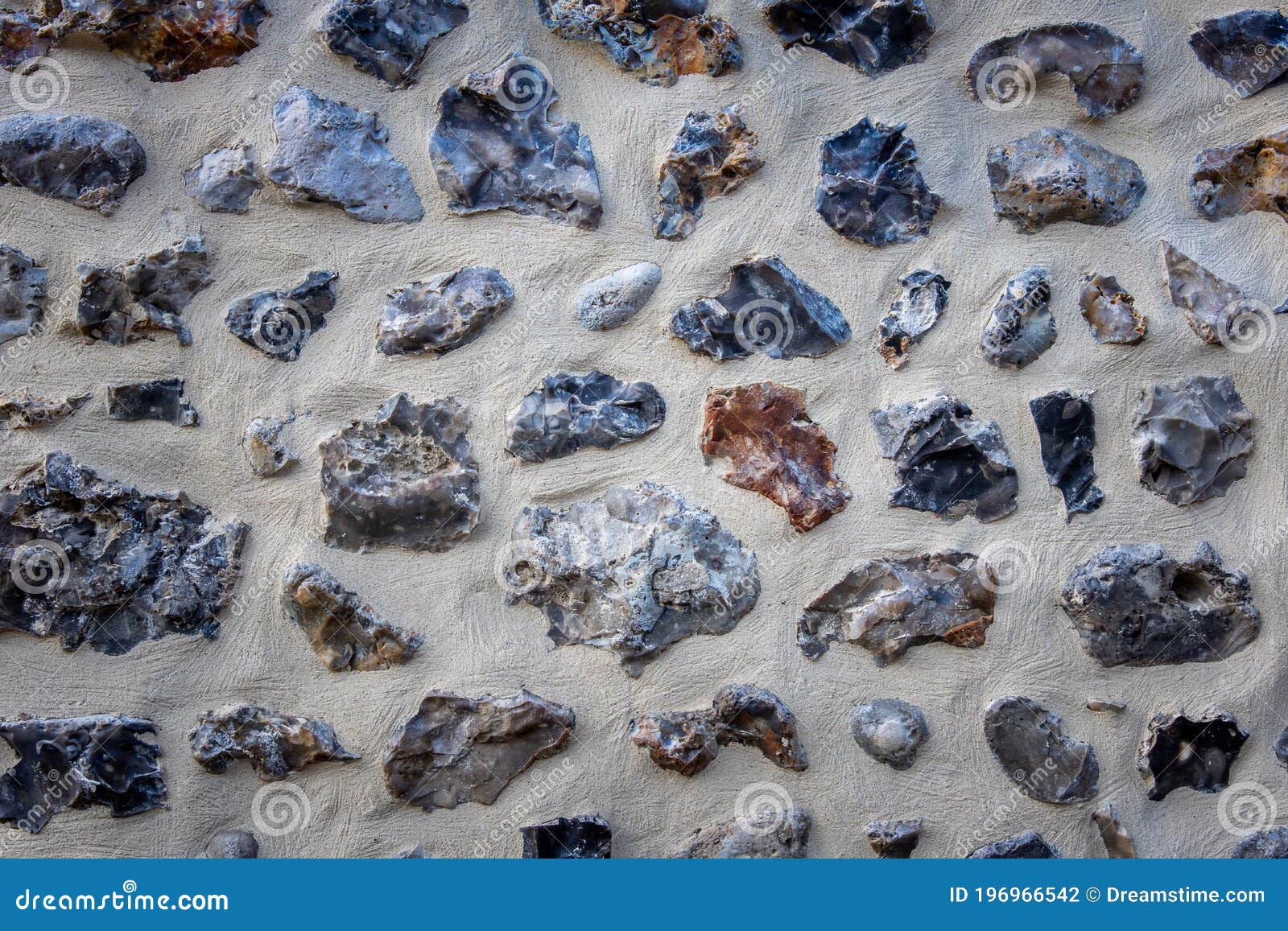 Stone Wall, Flint and Concrete. Background, Texture Stock Photo - Image ...
